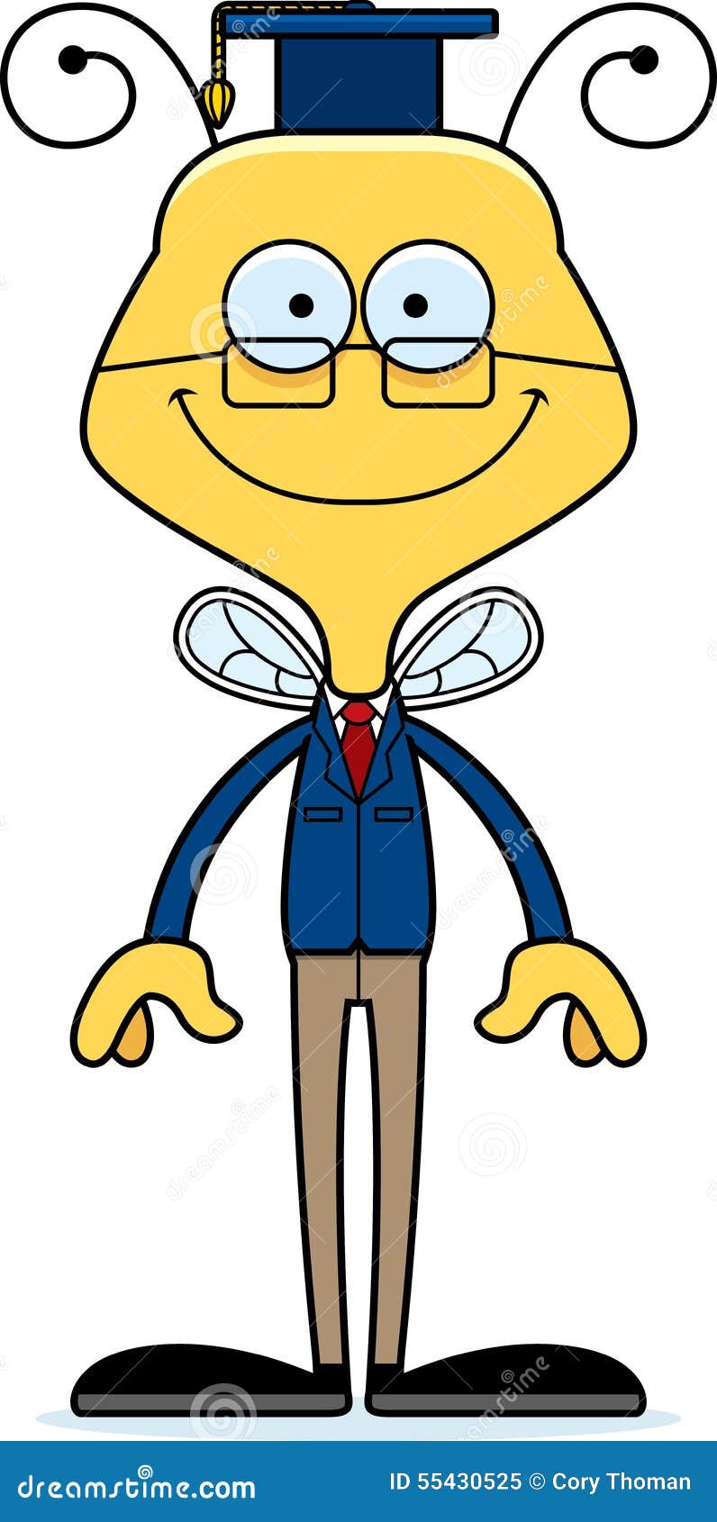 Cartoon Smiling Teacher Bee Stock Vector - Illustration of professor ...