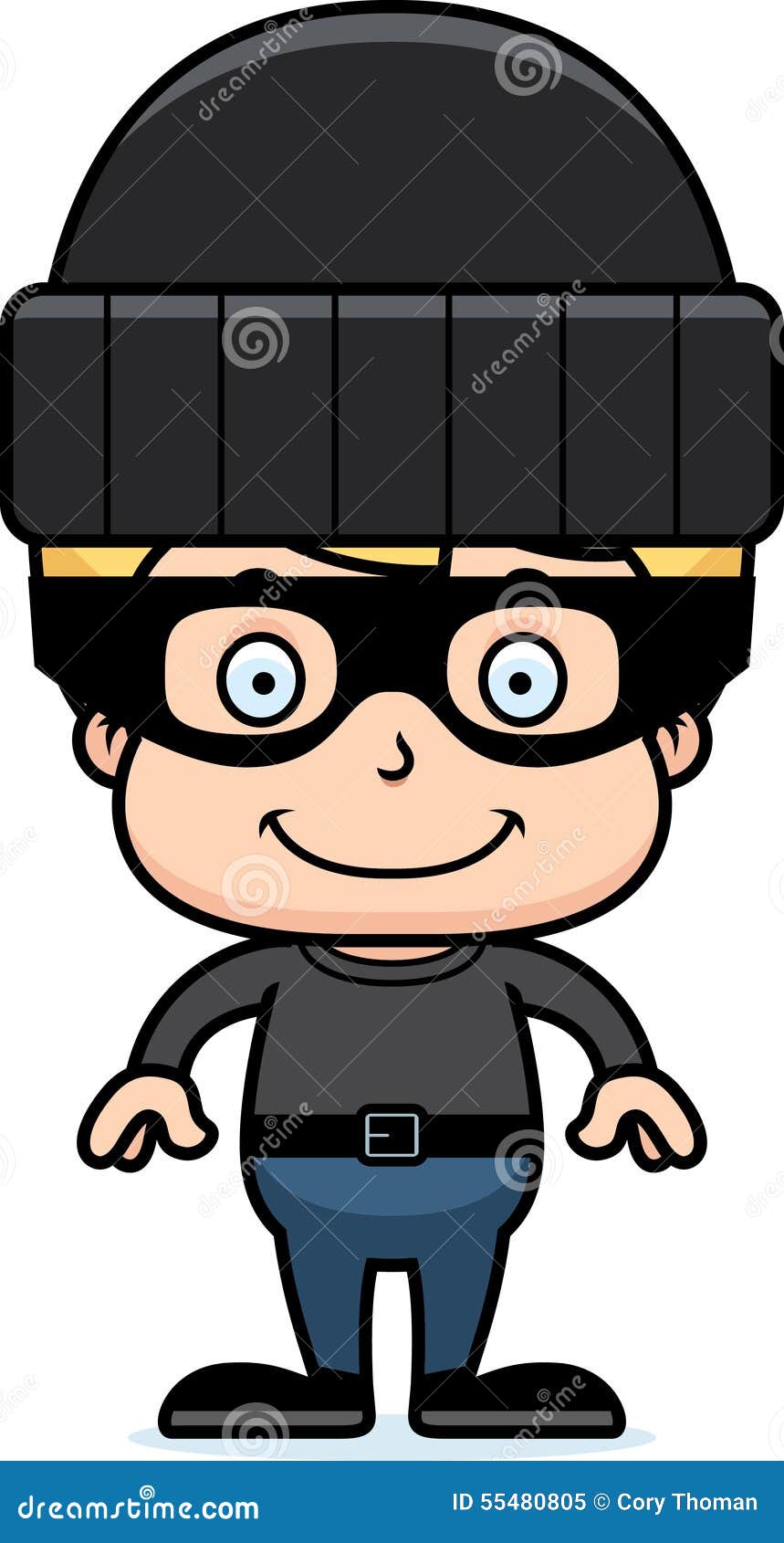 Cartoon Smiling Thief Boy stock vector. Illustration of disguise - 55480805