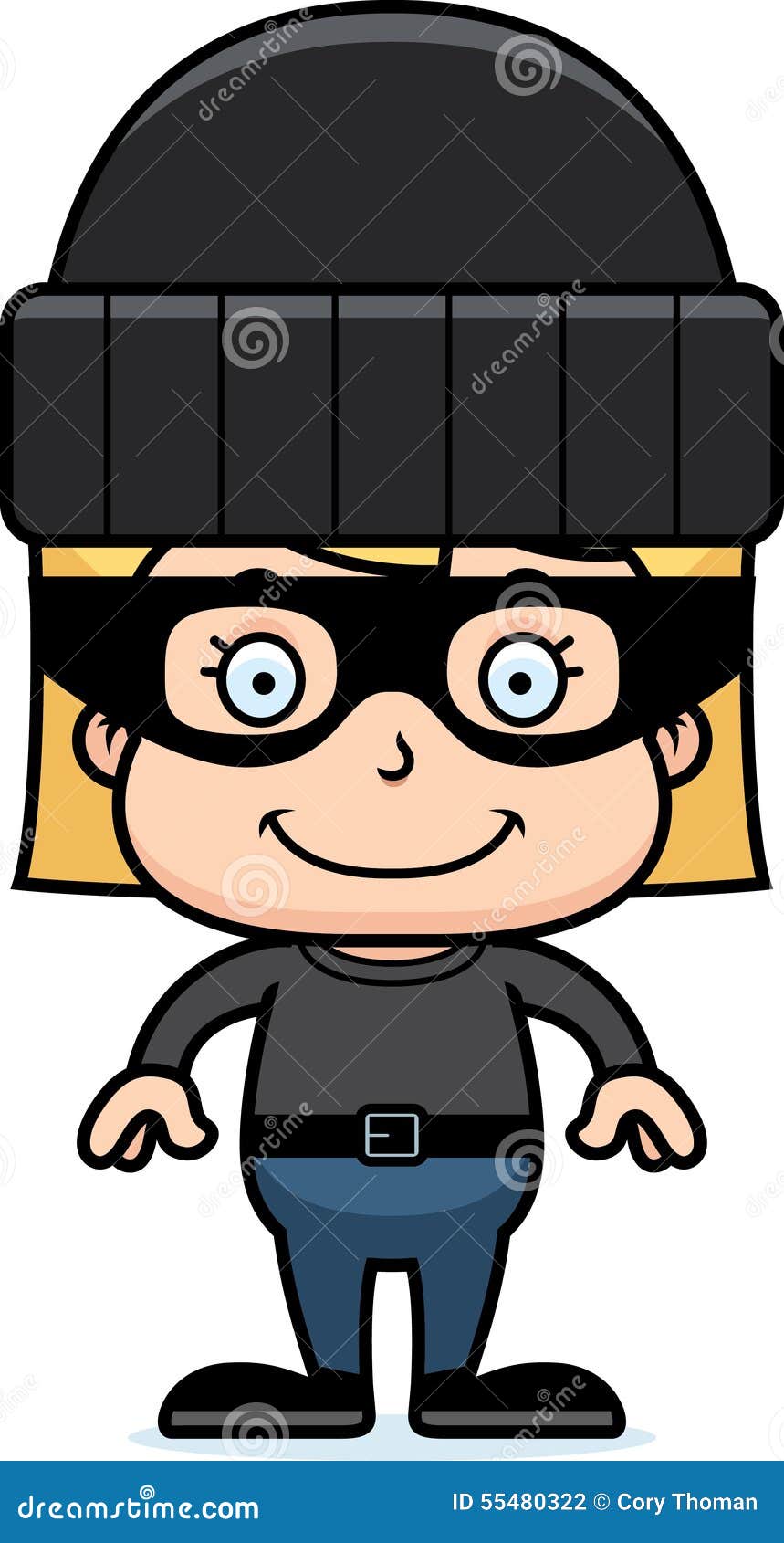 Cartoon Smiling Thief Girl stock vector. Illustration of smiling - 55480322