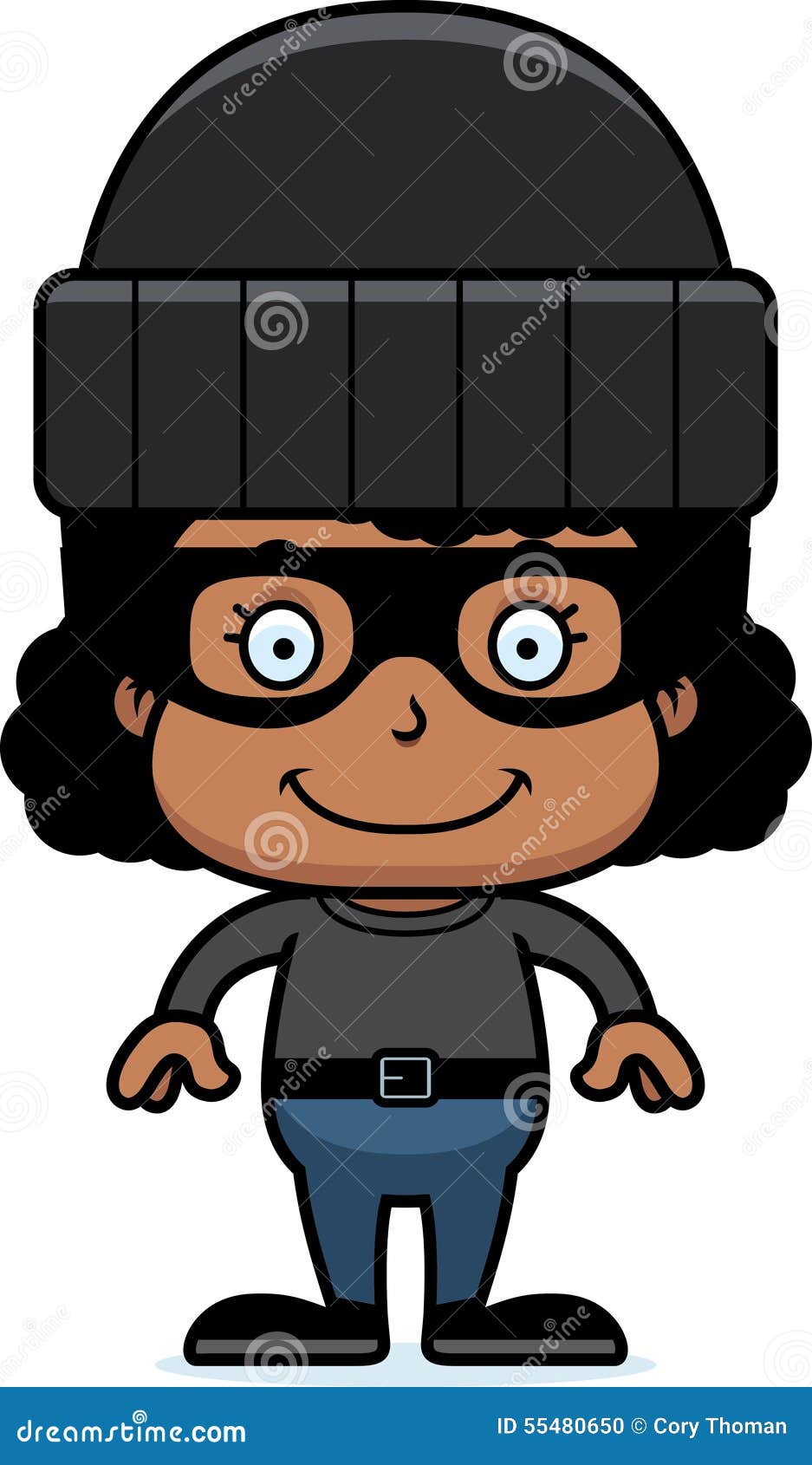 Cartoon Smiling Thief Girl stock vector. Illustration of criminal ...