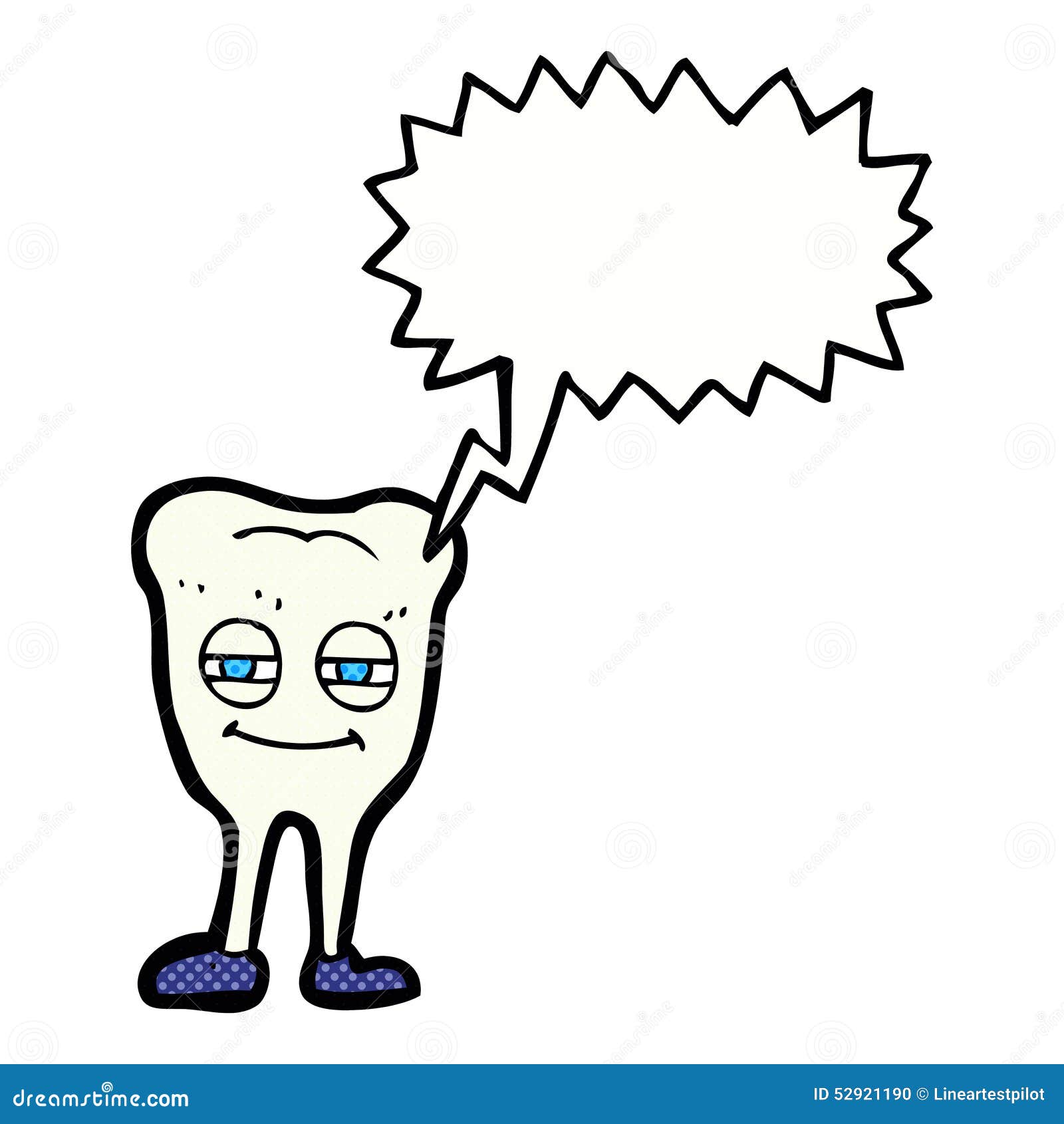 Cartoon Smiling Tooth with Speech Bubble Stock Illustration ...