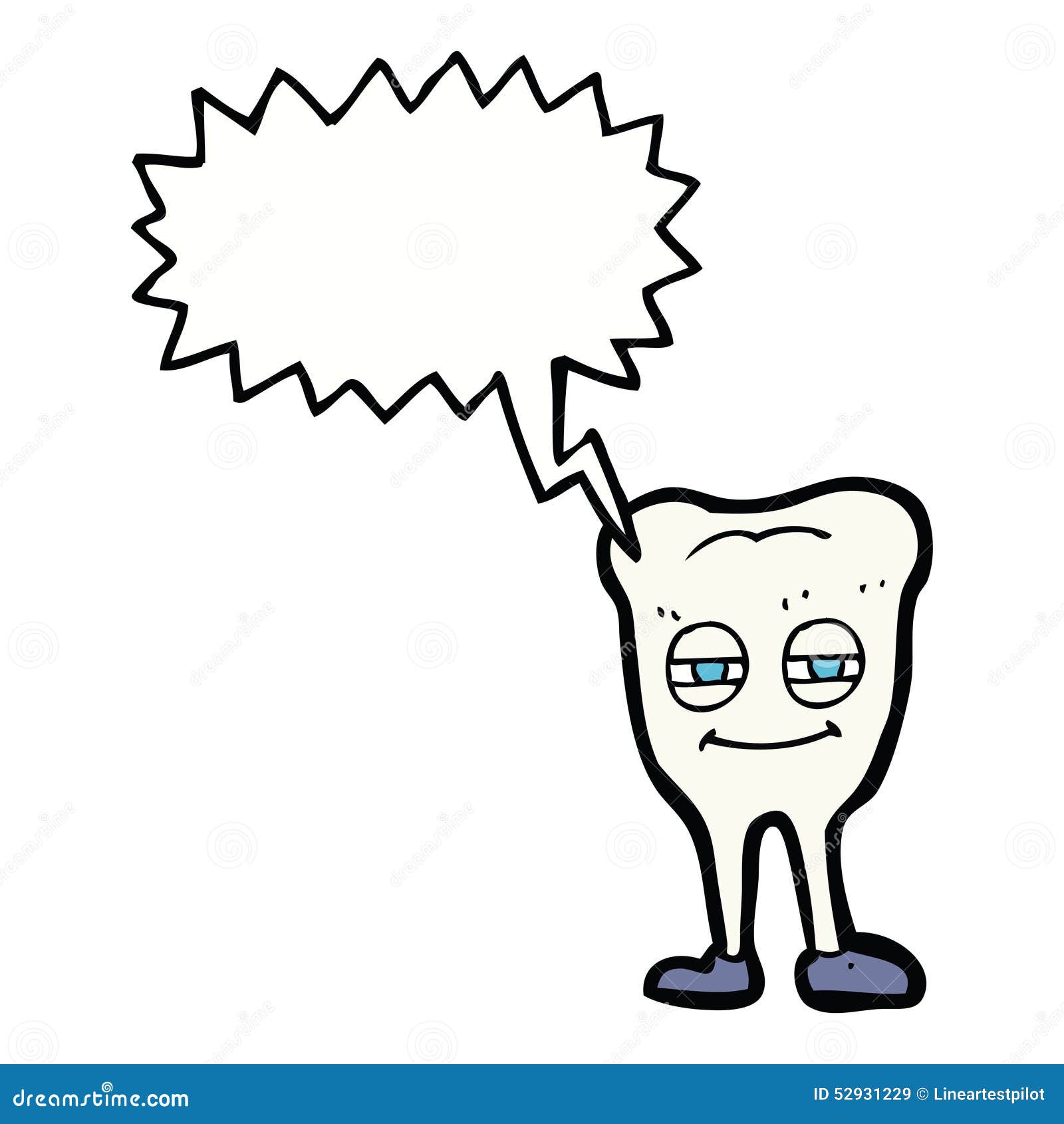Cartoon Smiling Tooth with Speech Bubble Stock Illustration ...
