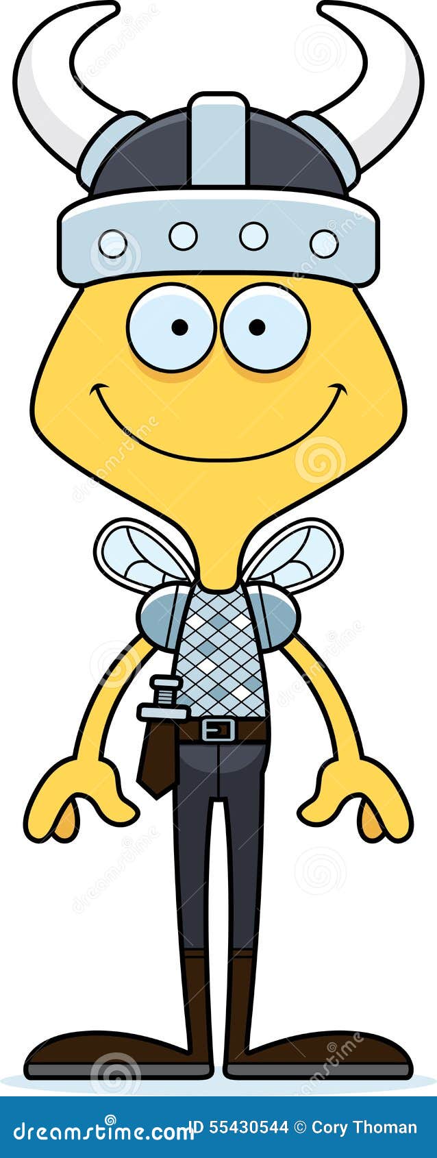 Cartoon Smiling Viking Bee stock vector. Illustration of clip - 55430544