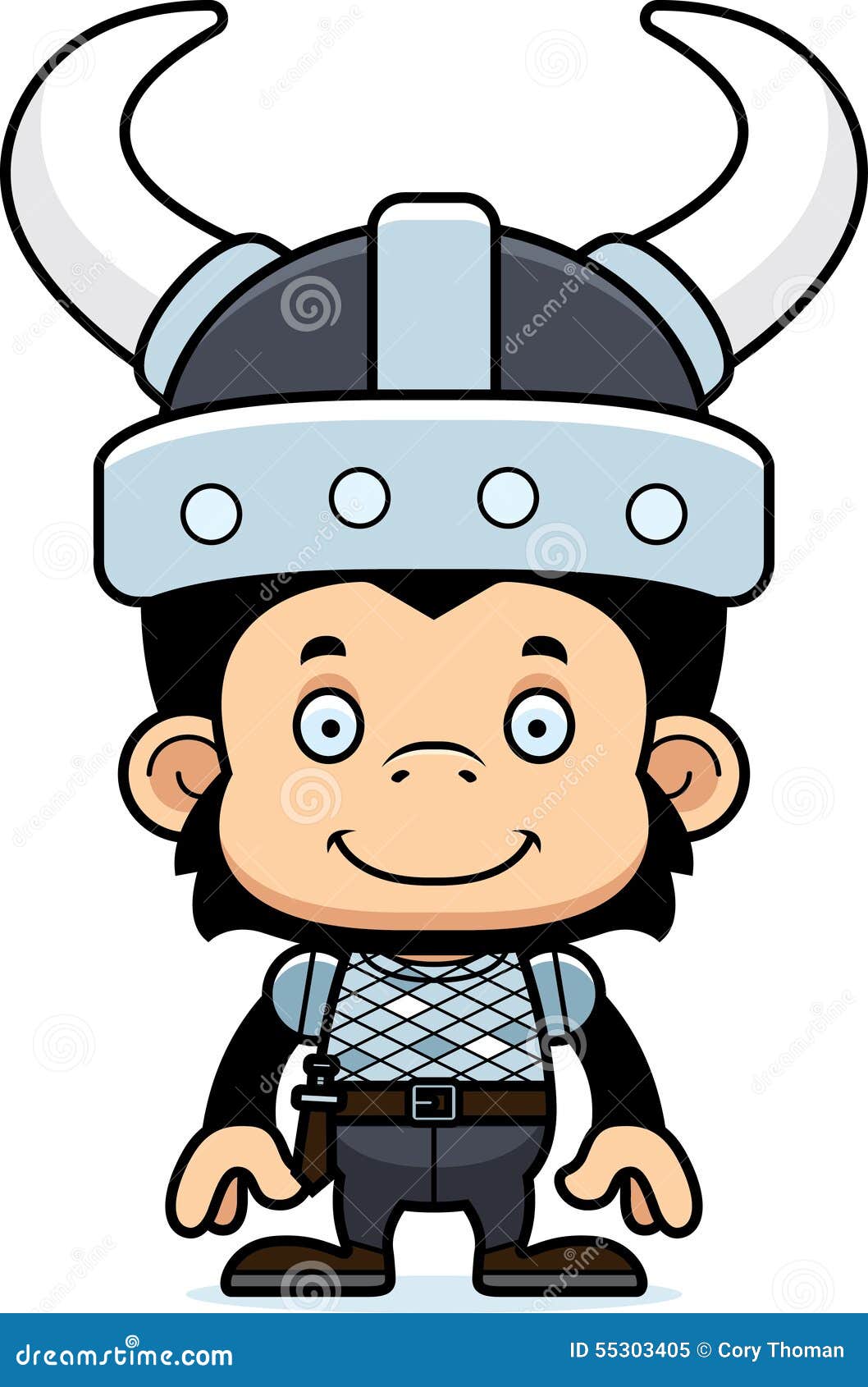 Cartoon Smiling Viking Chimpanzee Stock Vector - Illustration of clip ...