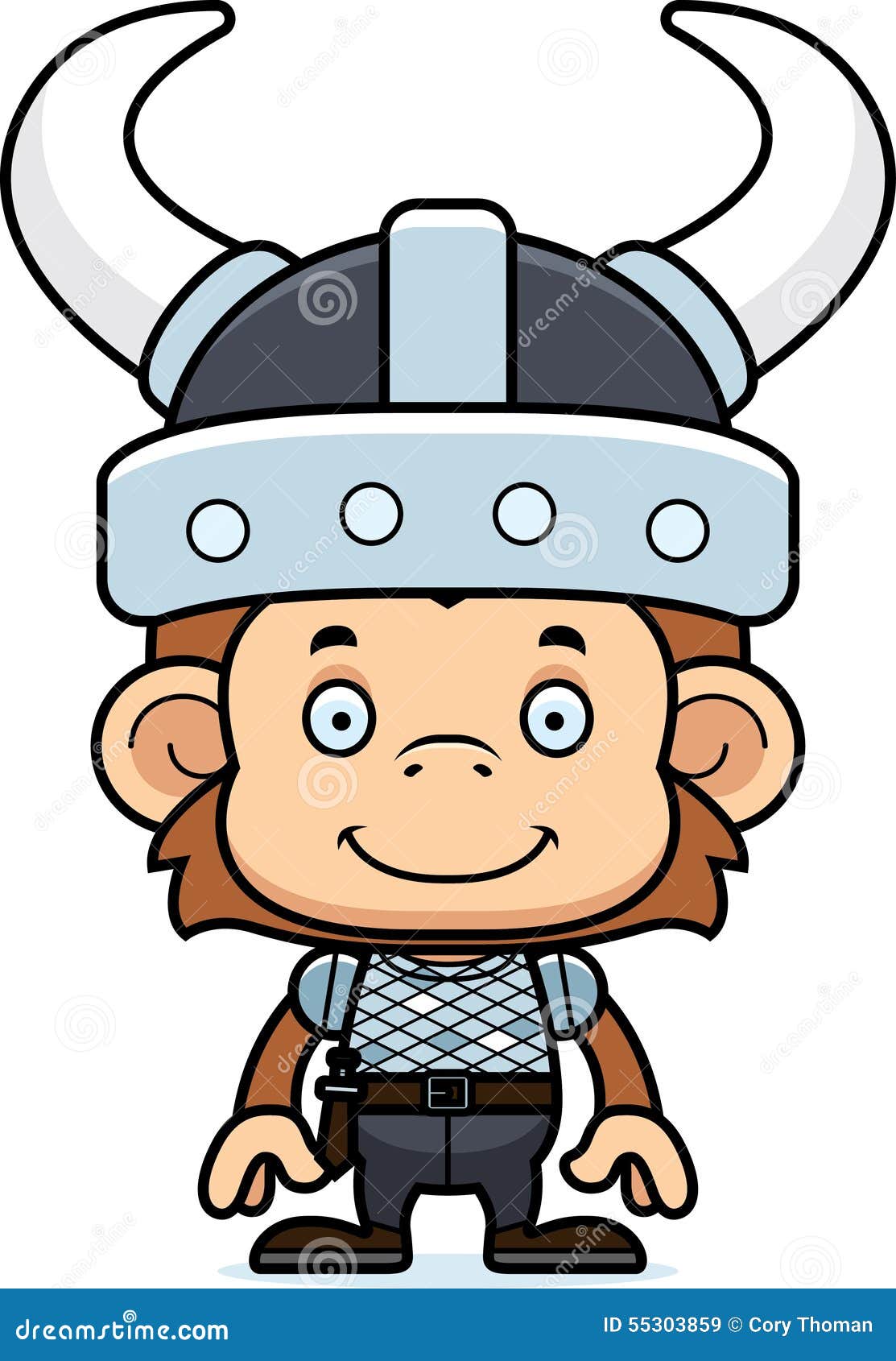 Cartoon Smiling Viking Monkey Stock Vector - Illustration of animal ...