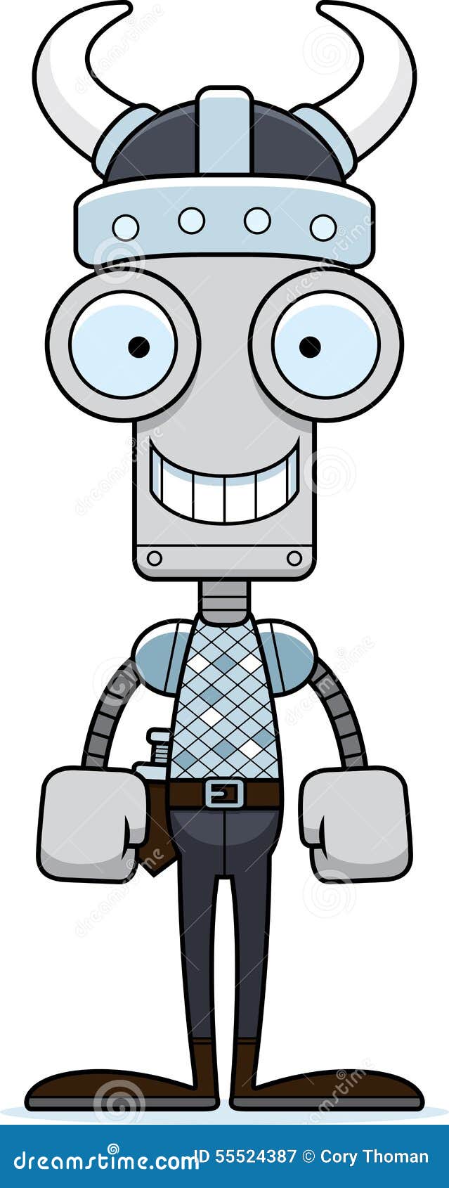 Cartoon Smiling Viking Robot Stock Vector - Illustration of viking ...