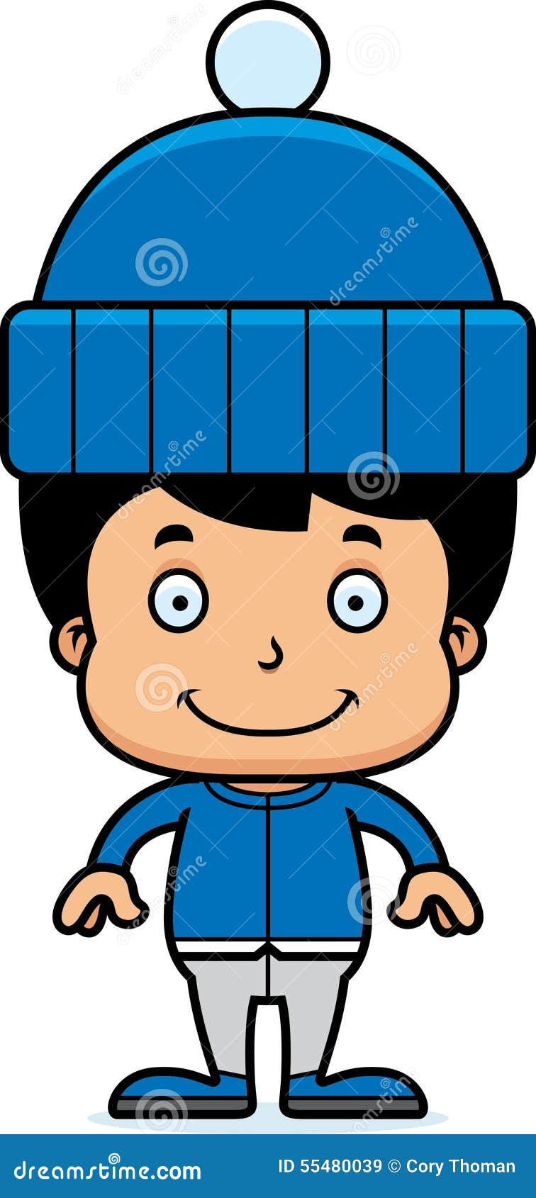 Cartoon Smiling Winter Boy stock vector. Illustration of graphic - 55480039