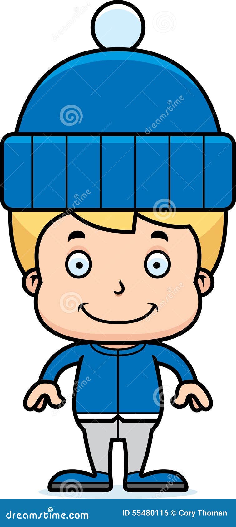 Cartoon Smiling Winter Boy stock vector. Illustration of jacket - 55480116