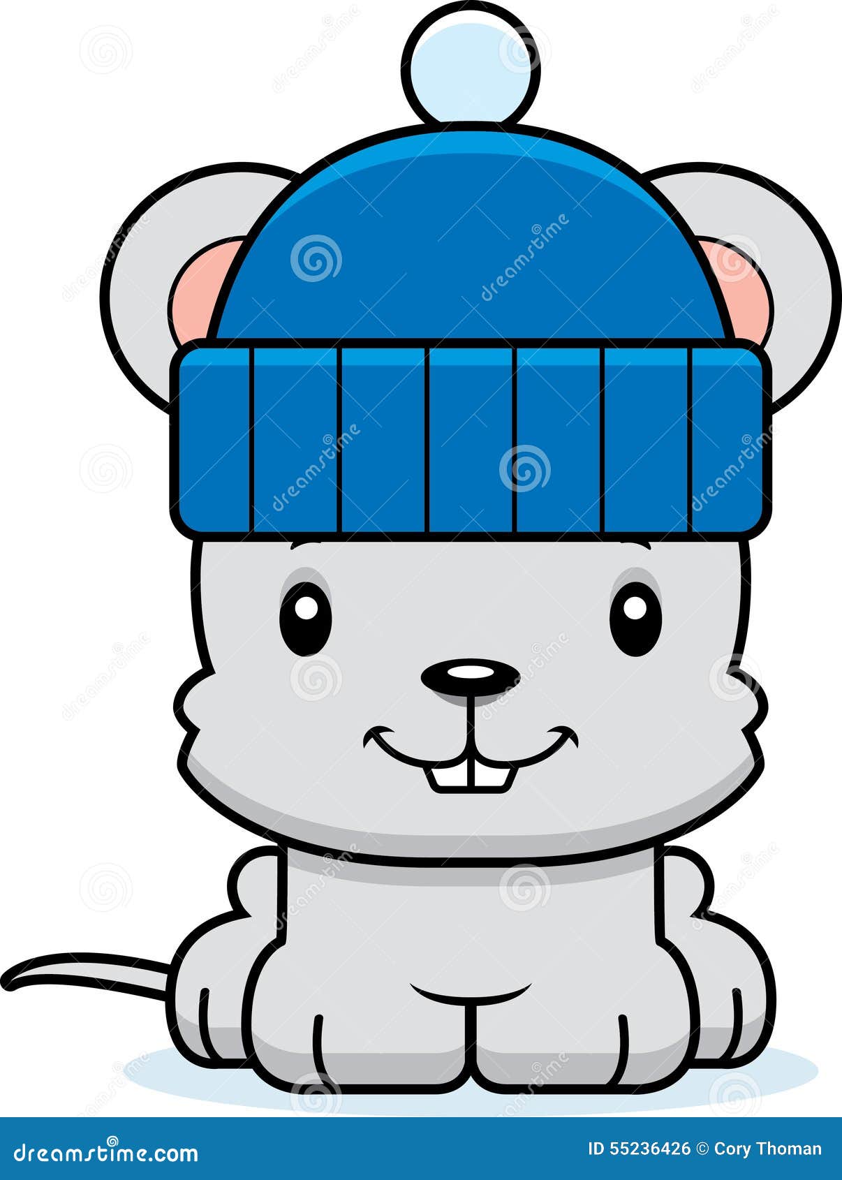 Cartoon Smiling Winter Mouse Stock Vector - Illustration of vector ...