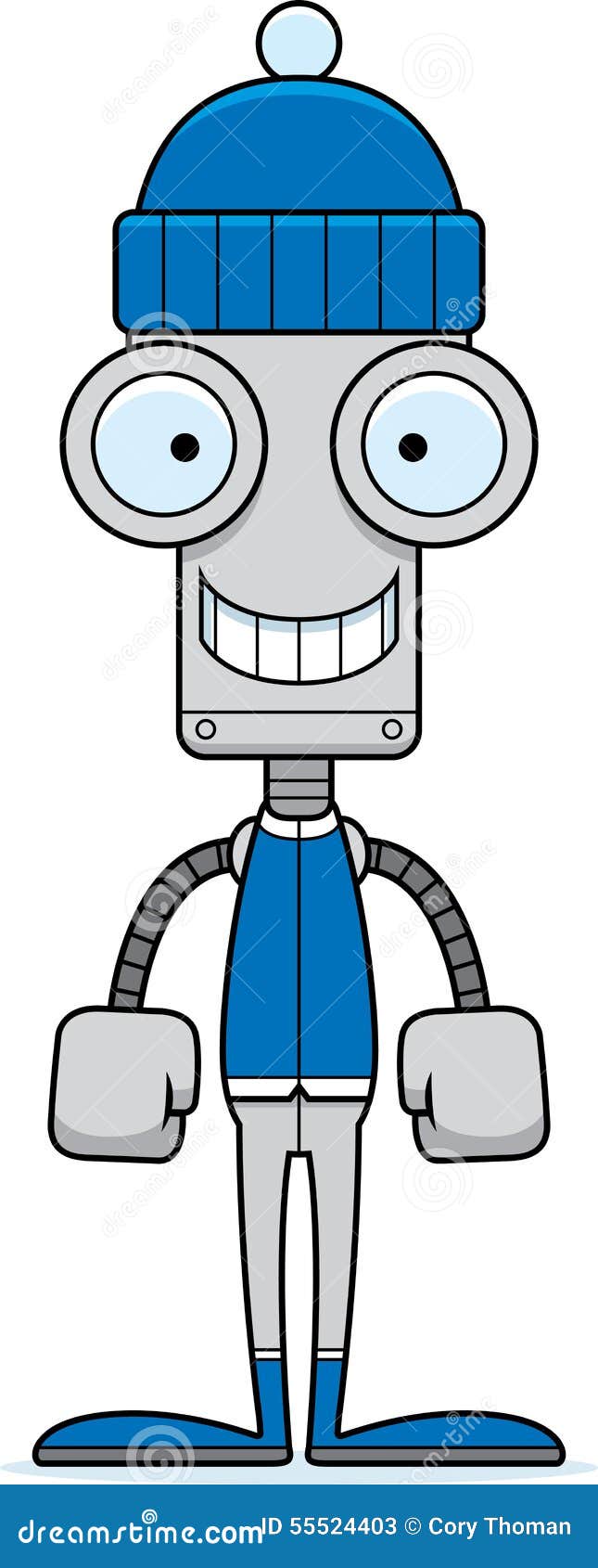 Cartoon Smiling Winter Robot Stock Vector - Illustration of machine ...