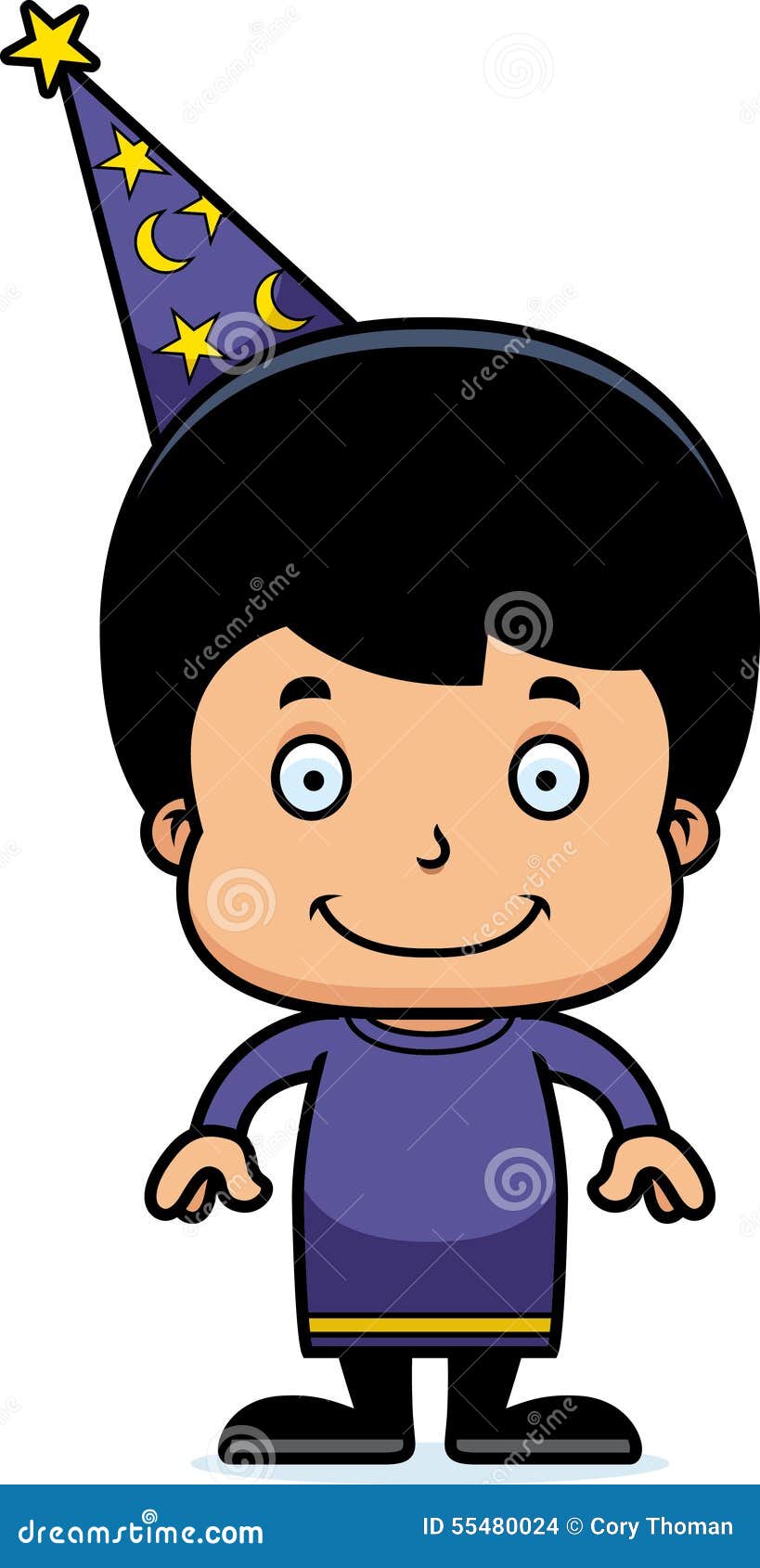 Cartoon Smiling Wizard Boy stock vector. Illustration of smiling - 55480024
