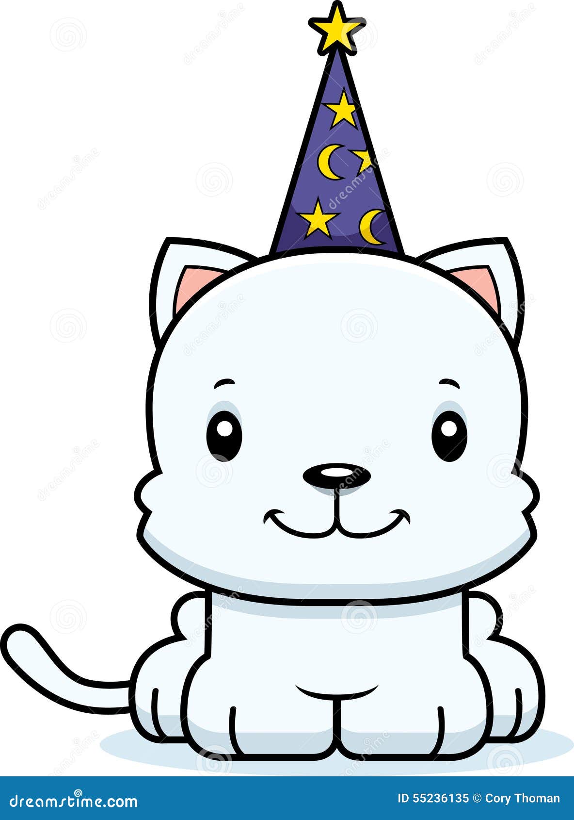 Cartoon Smiling Wizard Kitten Stock Vector - Illustration of sorcerer ...