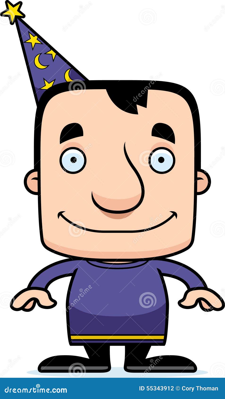 Cartoon Smiling Wizard Man stock vector. Illustration of sorcerer ...