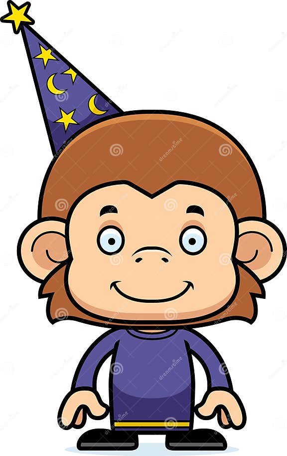 Cartoon Smiling Wizard Monkey Stock Vector - Illustration of animal ...