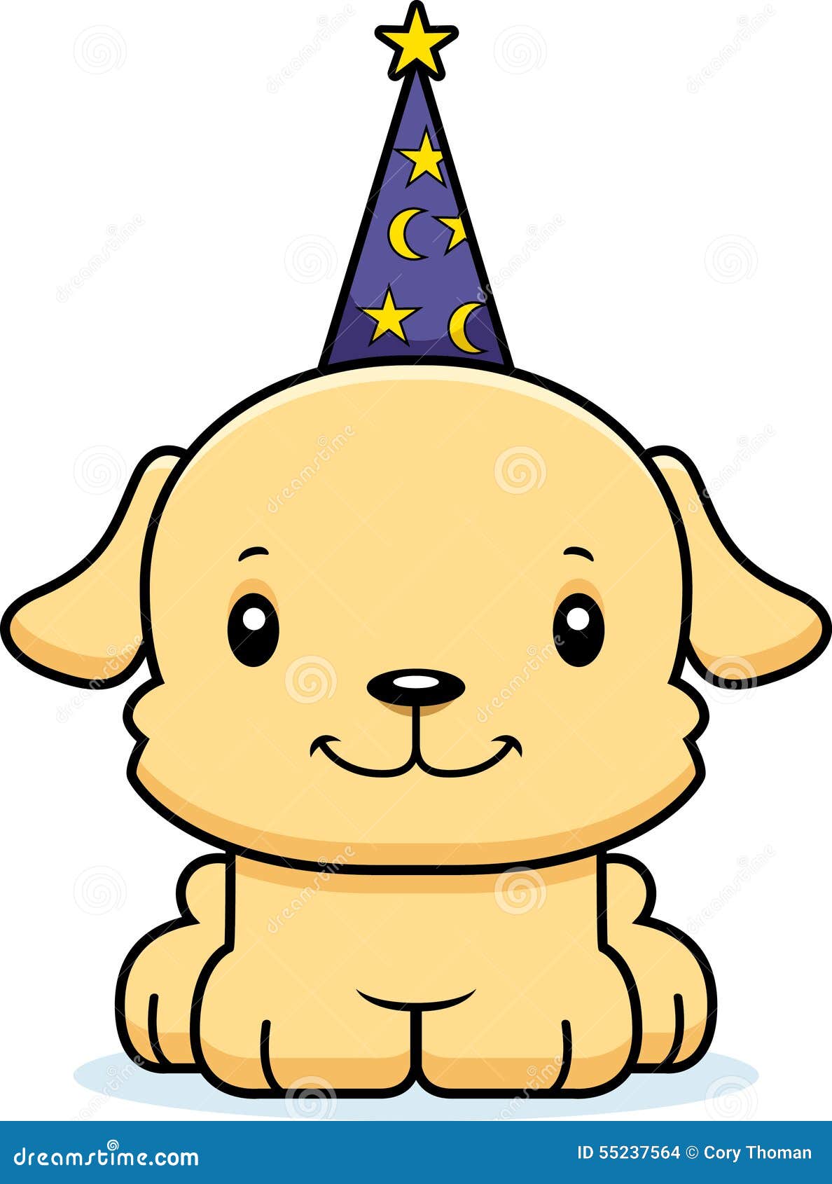 Cartoon Smiling Wizard Puppy Stock Vector - Illustration of animal ...