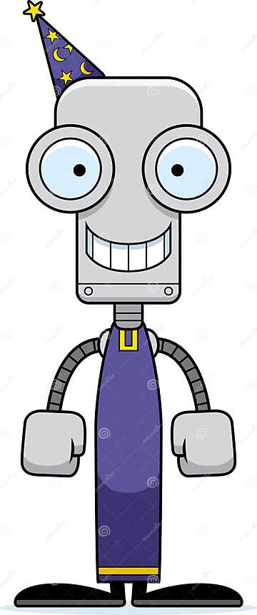Cartoon Smiling Wizard Robot Stock Vector - Illustration of vector ...