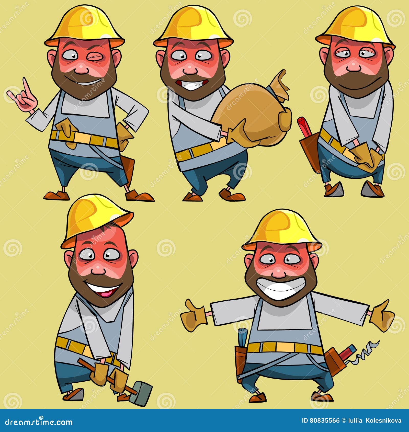Smiling Worker Holding Thumbs Up Vector Cartoon Illustration ...