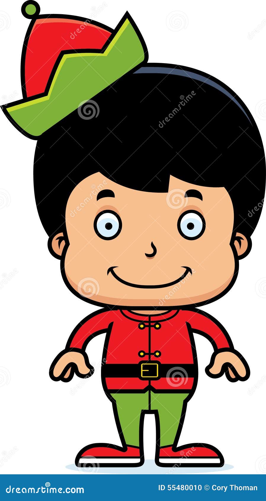 Cartoon Smiling Xmas Elf Boy Stock Vector - Illustration of holiday ...