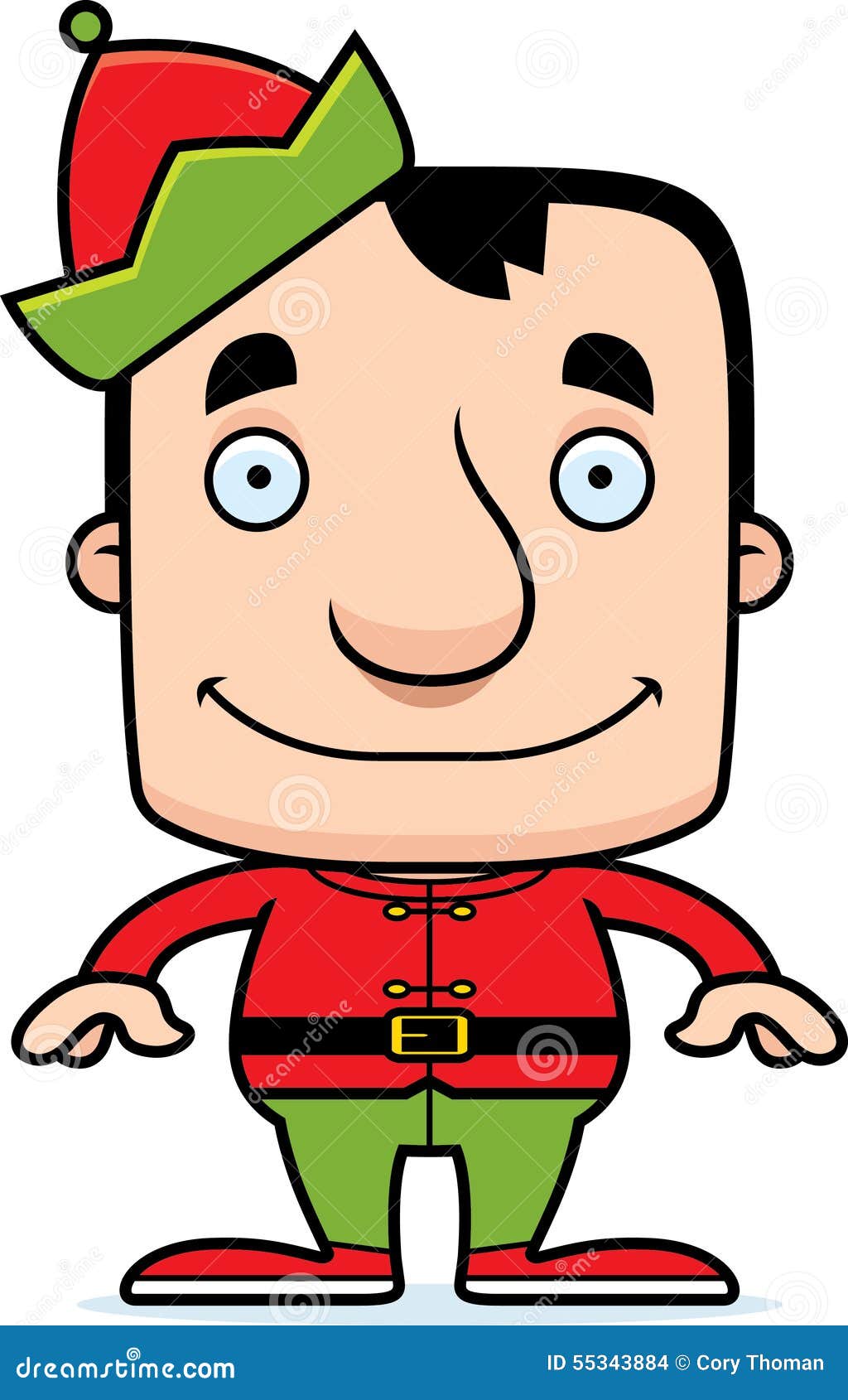 Cartoon Smiling Xmas Elf Man Stock Vector - Illustration of holiday ...