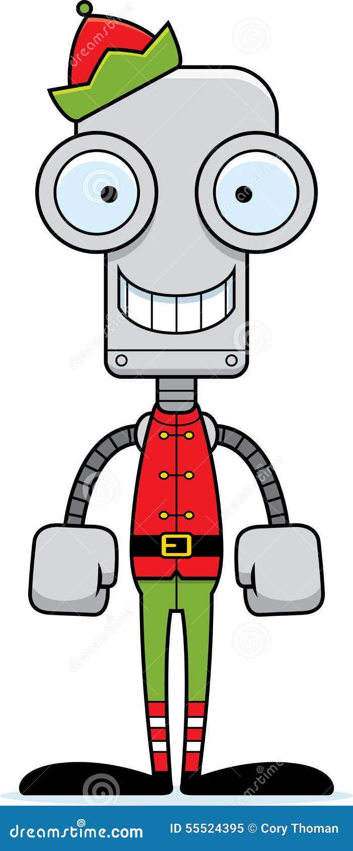 Cartoon Smiling Xmas Elf Robot Stock Vector - Illustration of cartoon ...