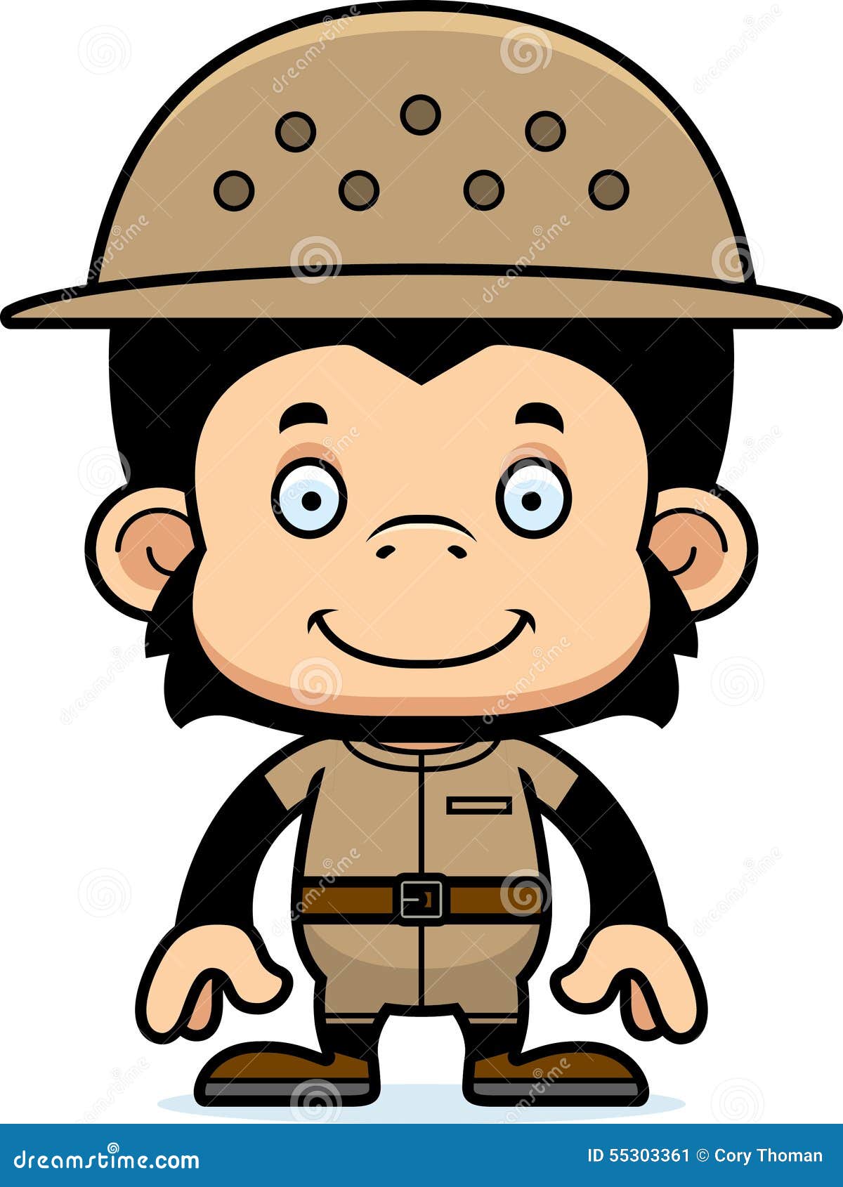 Cartoon Smiling Zookeeper Chimpanzee Stock Vector - Illustration of ...