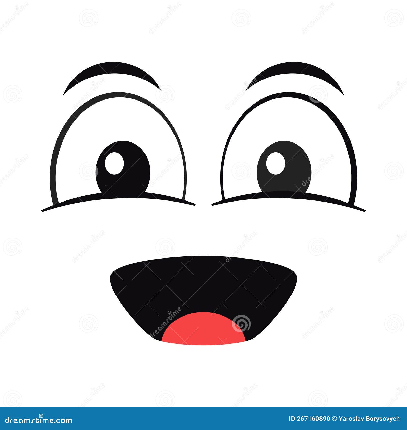 Cartoon Smily Face with Open Eyes Vector Stock Vector - Illustration of ...