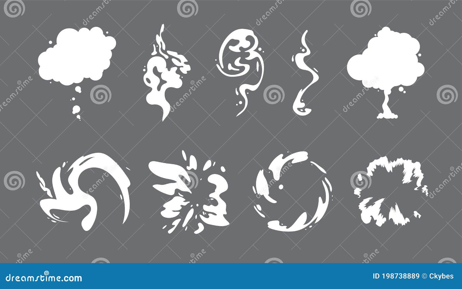 Smoke Sprite Effect. Cartoon Dust Cloud Game Animation Asset, Steam ...