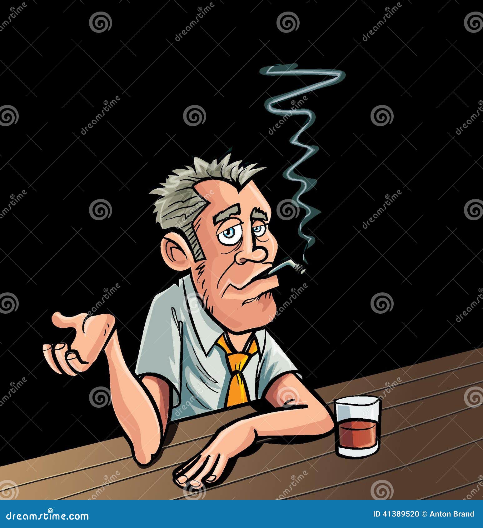 Cartoon Smoker Sitting at a Bar Stock Illustration - Illustration of ...