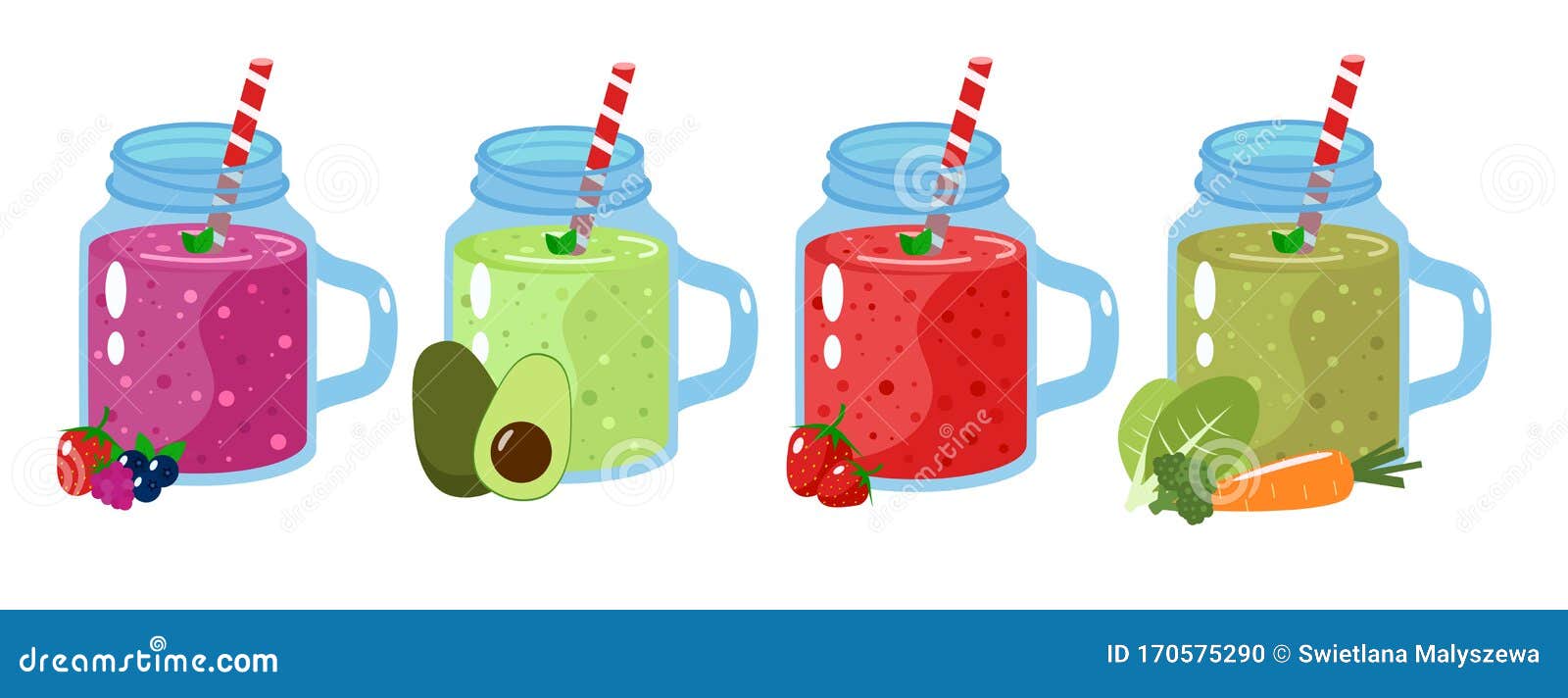 Cartoon Smoothies.Organic Fruit Shake Smoothie. Vector Illustration ...