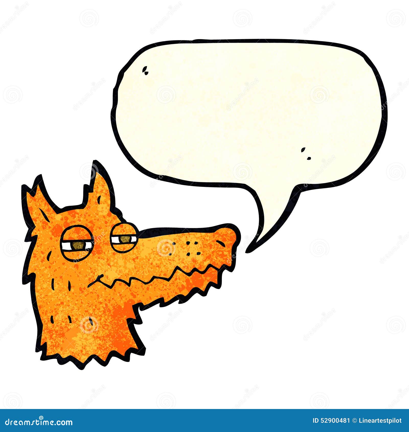 Cartoon Smug Fox Face with Speech Bubble Stock Illustration ...
