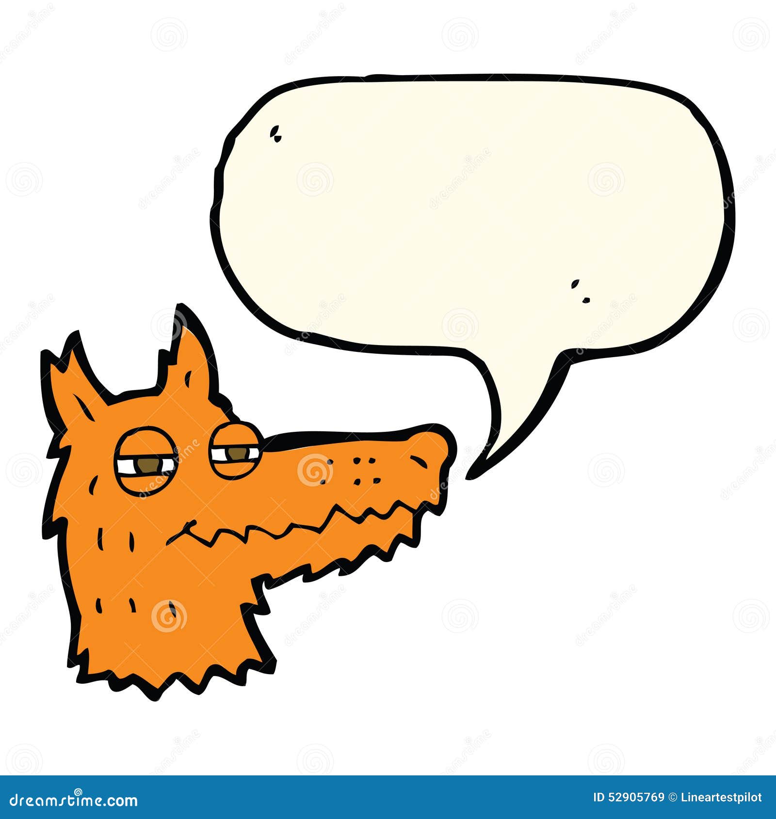 Cartoon Smug Fox Face with Speech Bubble Stock Illustration ...