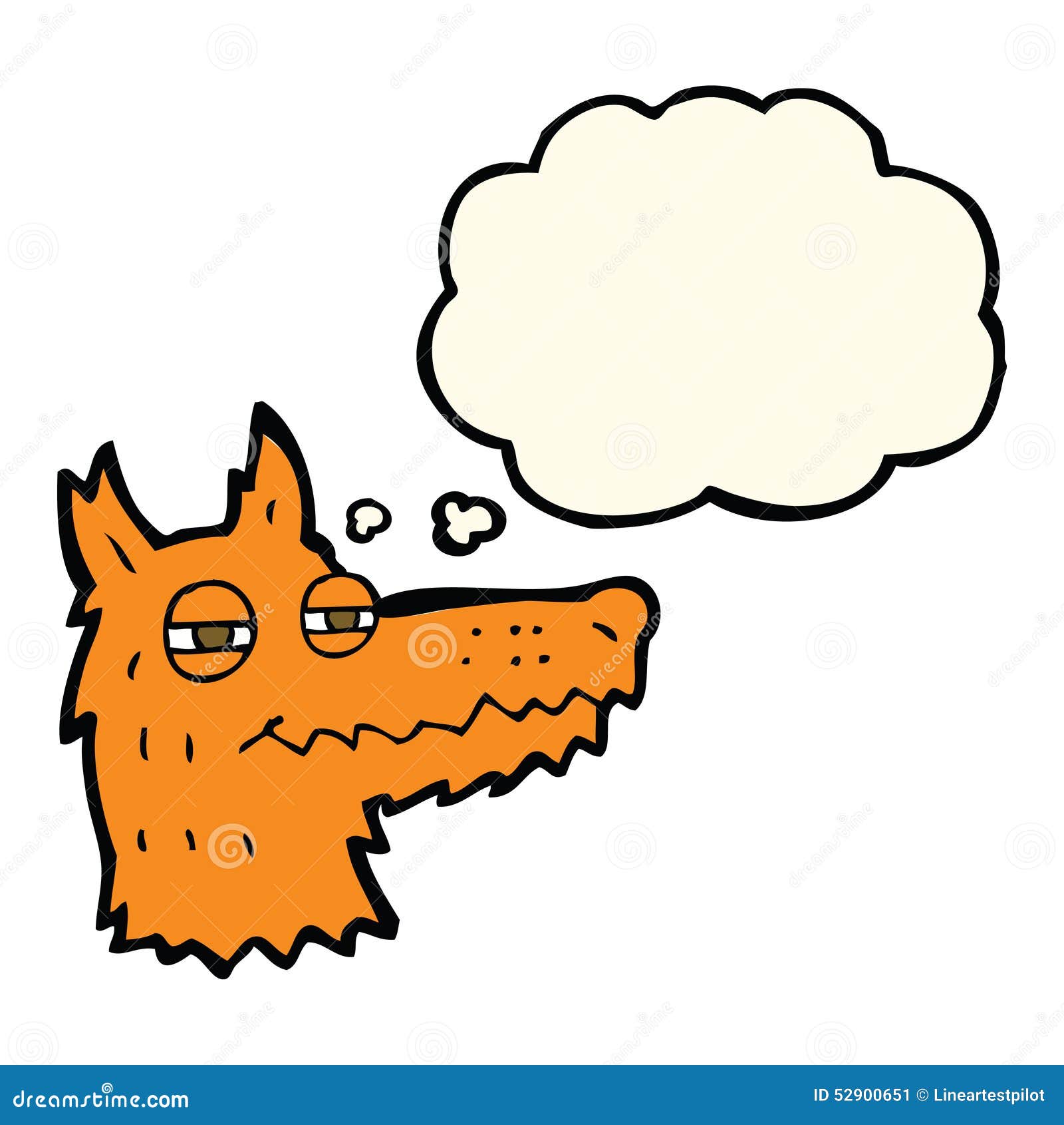 Cartoon Smug Fox Face with Thought Bubble Stock Illustration ...
