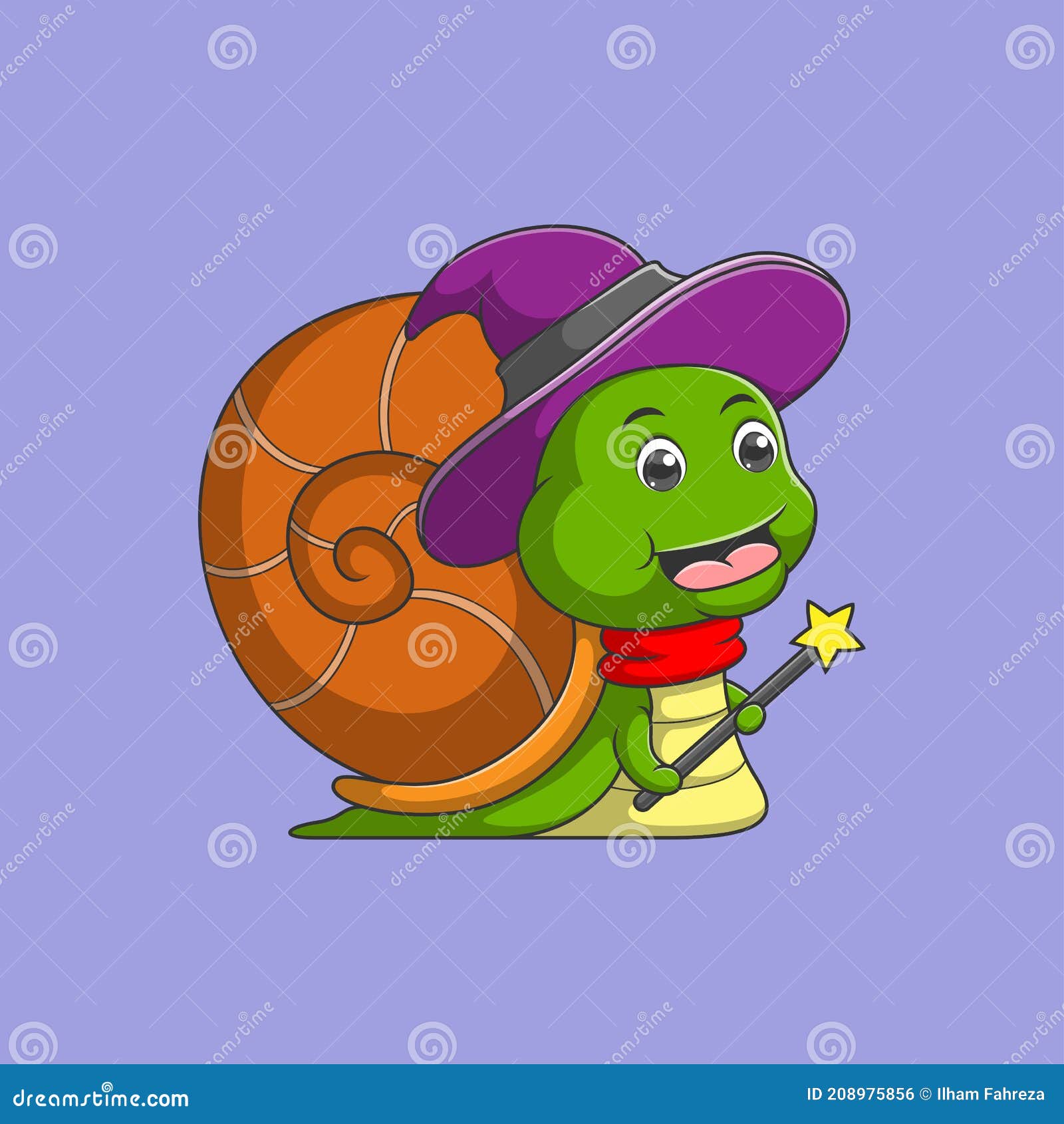 Cartoon Snail is Being a Witch Stock Illustration - Illustration of ...