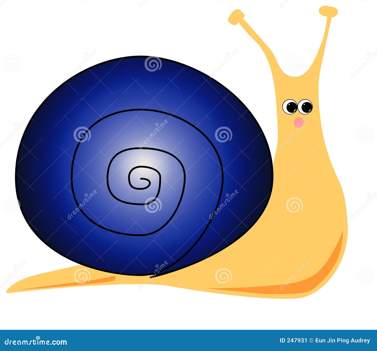 Cartoon Snail (Blue) stock illustration. Illustration of pink - 247931