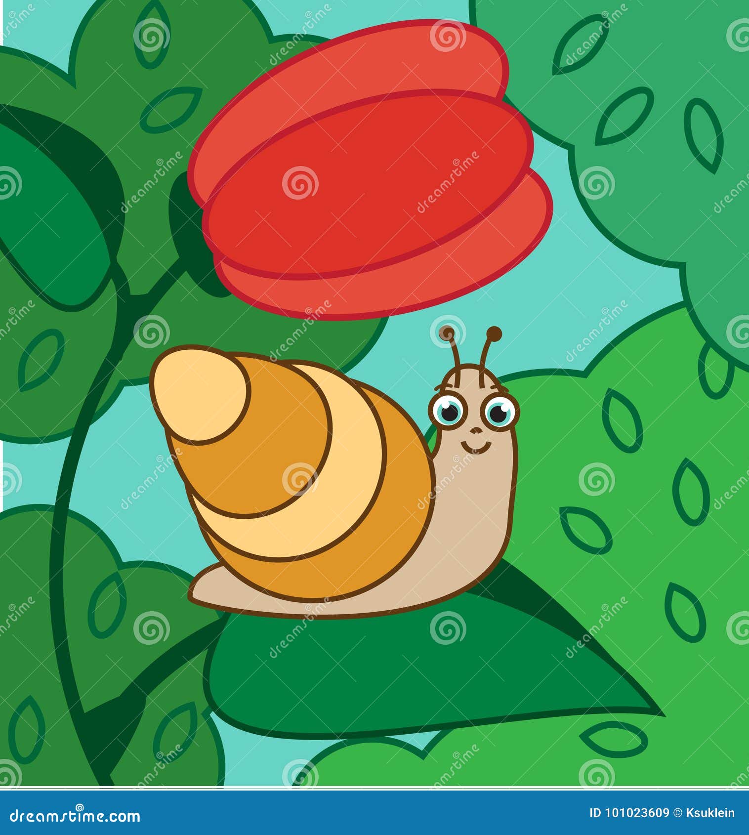 Cartoon Snail on Flower Leaf Stock Vector - Illustration of education ...