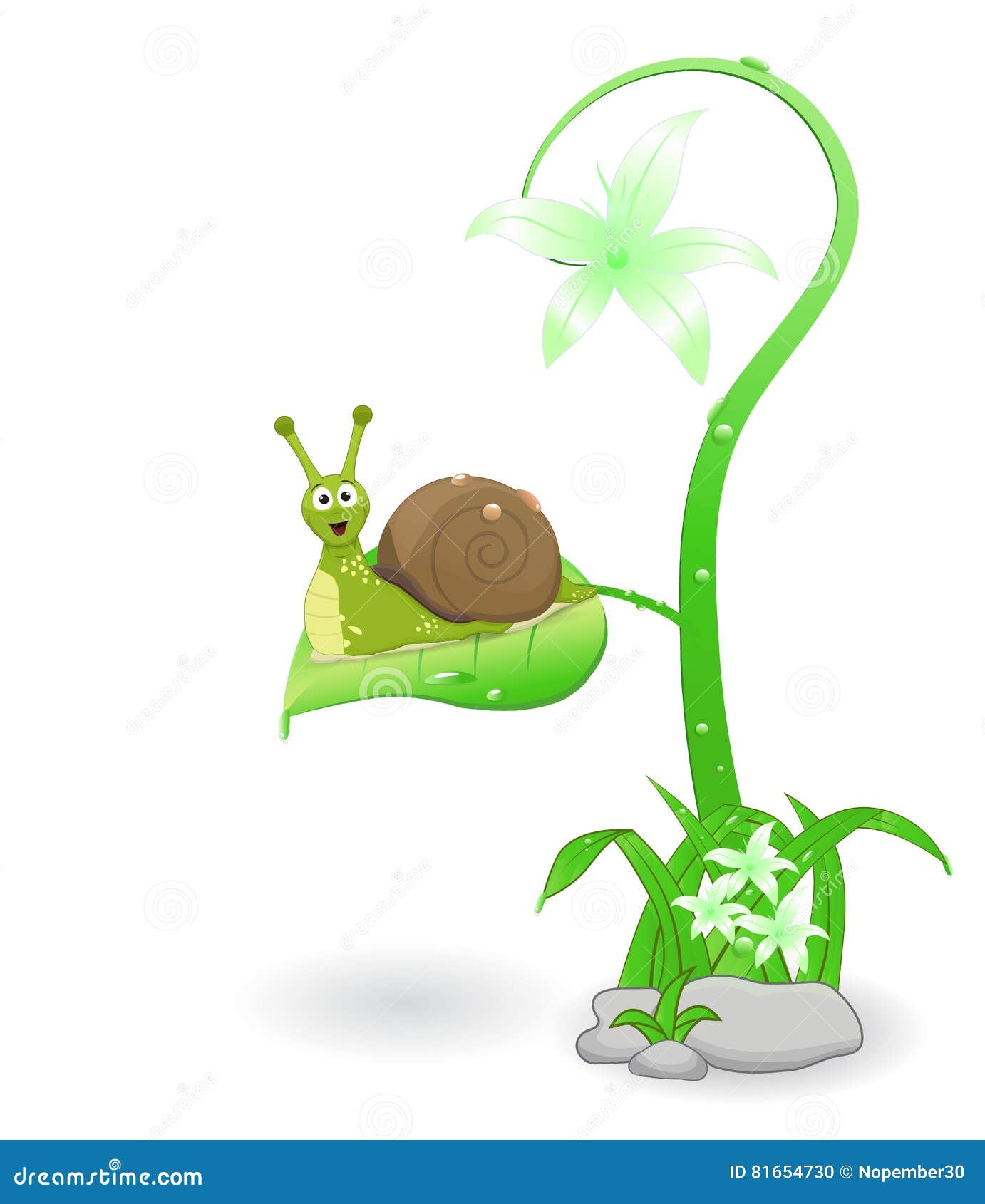 Snail On A Leaf Vector Illustration On A White Background, Line Art ...
