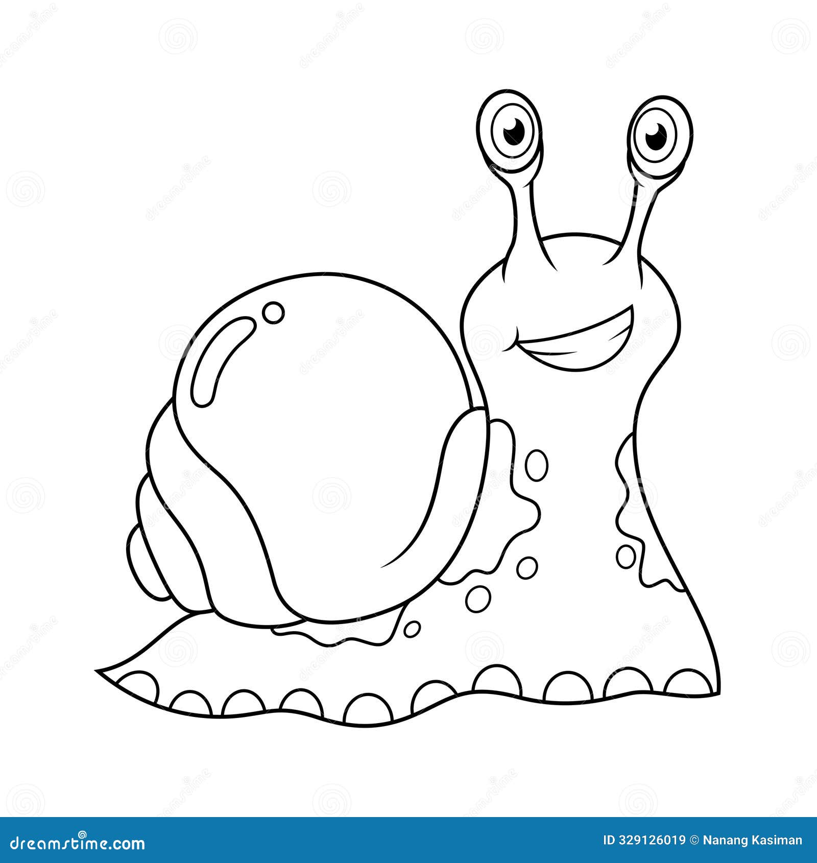 Cartoon snail on line art stock image. Illustration of cochlea - 329126019