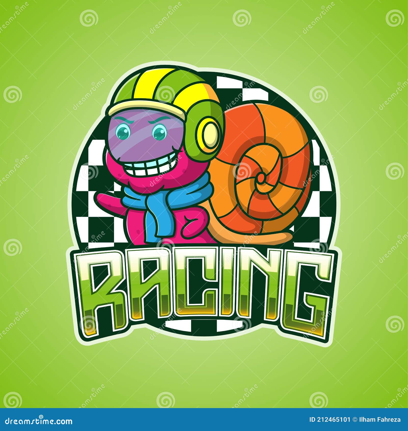 Cartoon Snail Racing Mascot Stock Illustration - Illustration of power ...