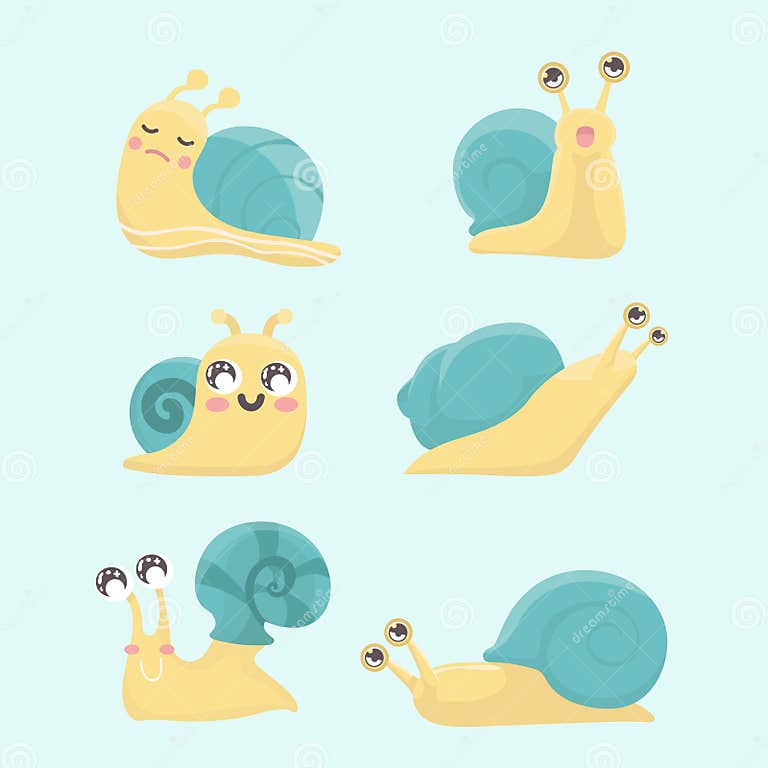 Cartoon snail set. stock vector. Illustration of snail - 97287759