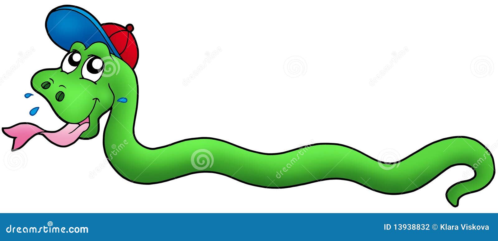 Cartoon Snake with Baseball Cap Stock Illustration - Illustration of ...