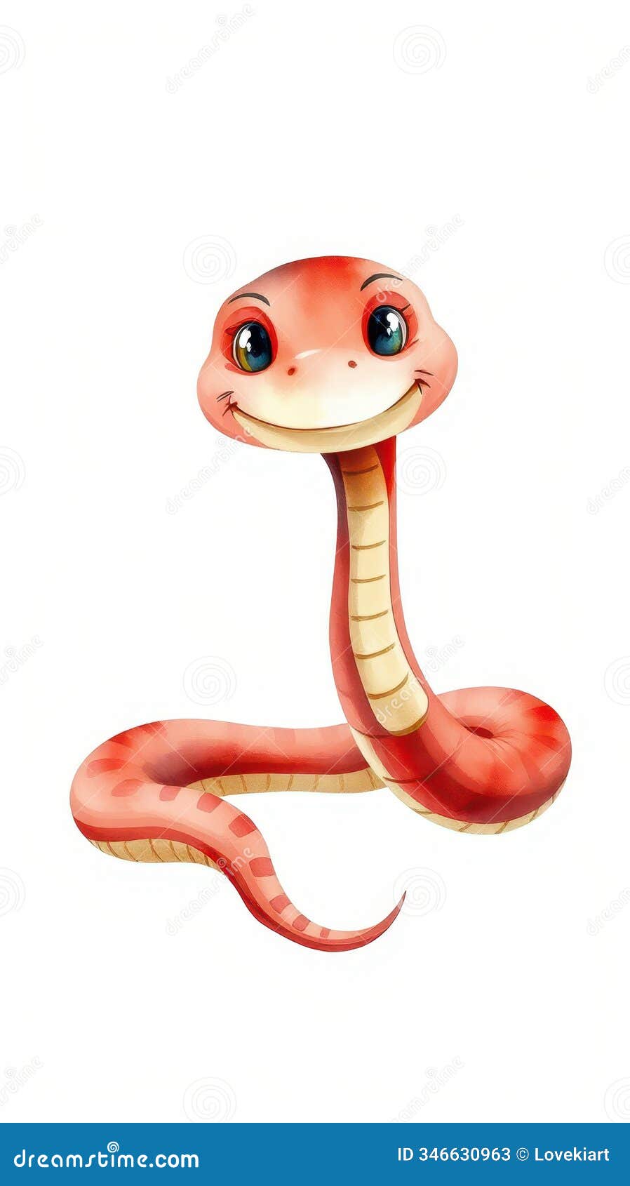 Cartoon Snake Character with a Cheerful Expression and Vibrant Red ...