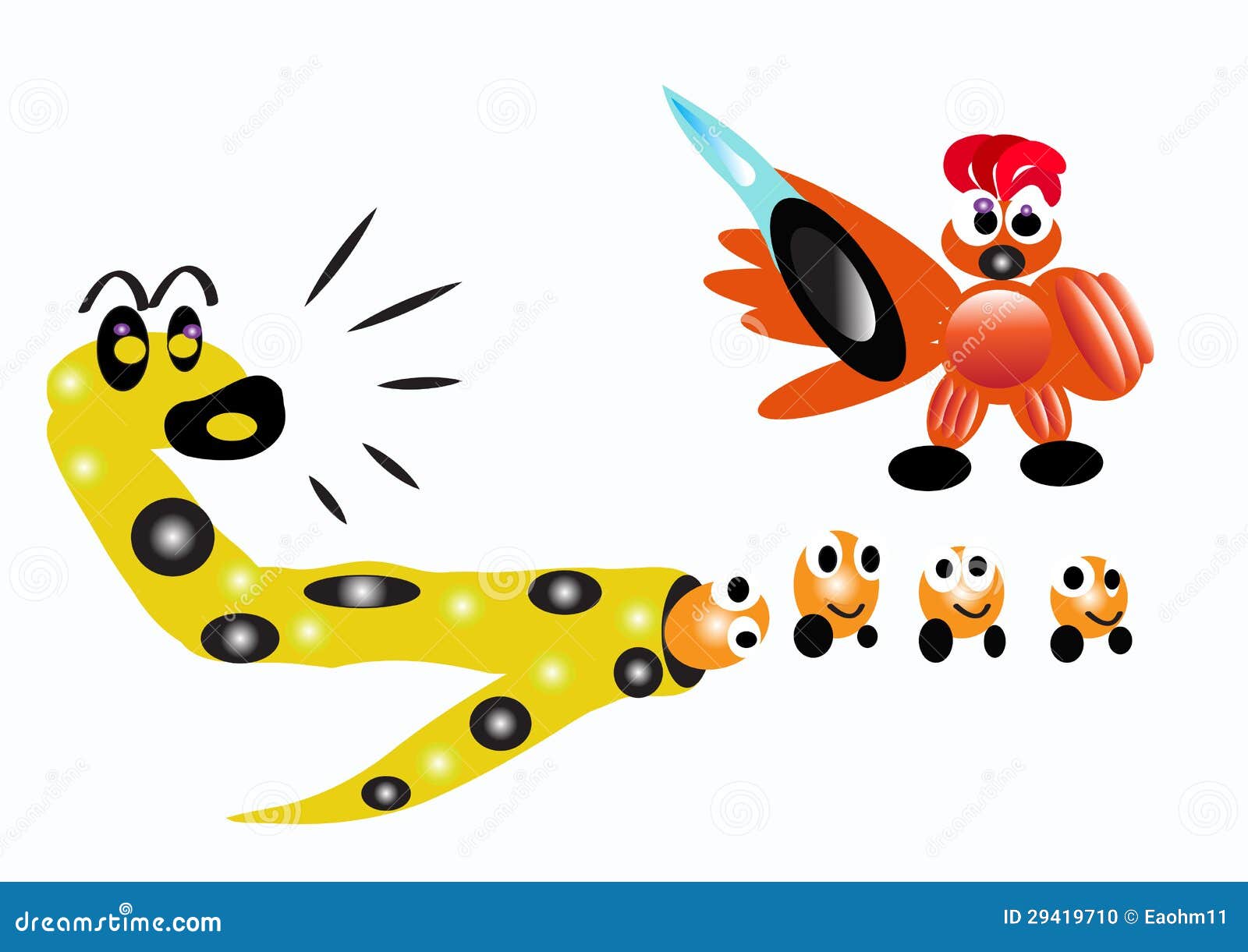Cartoon snake and chicken stock vector. Illustration of knife - 29419710