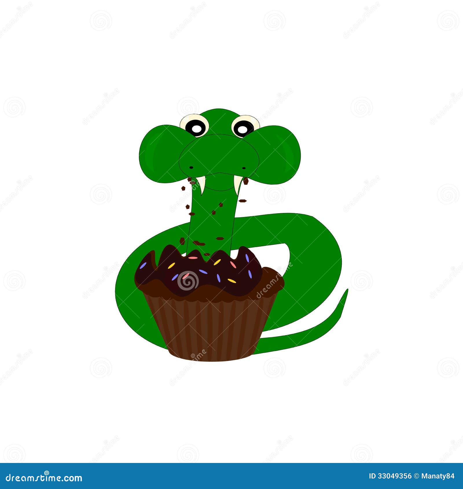 Cartoon Snake Eat Cake Vector Illustration | CartoonDealer.com #33049356