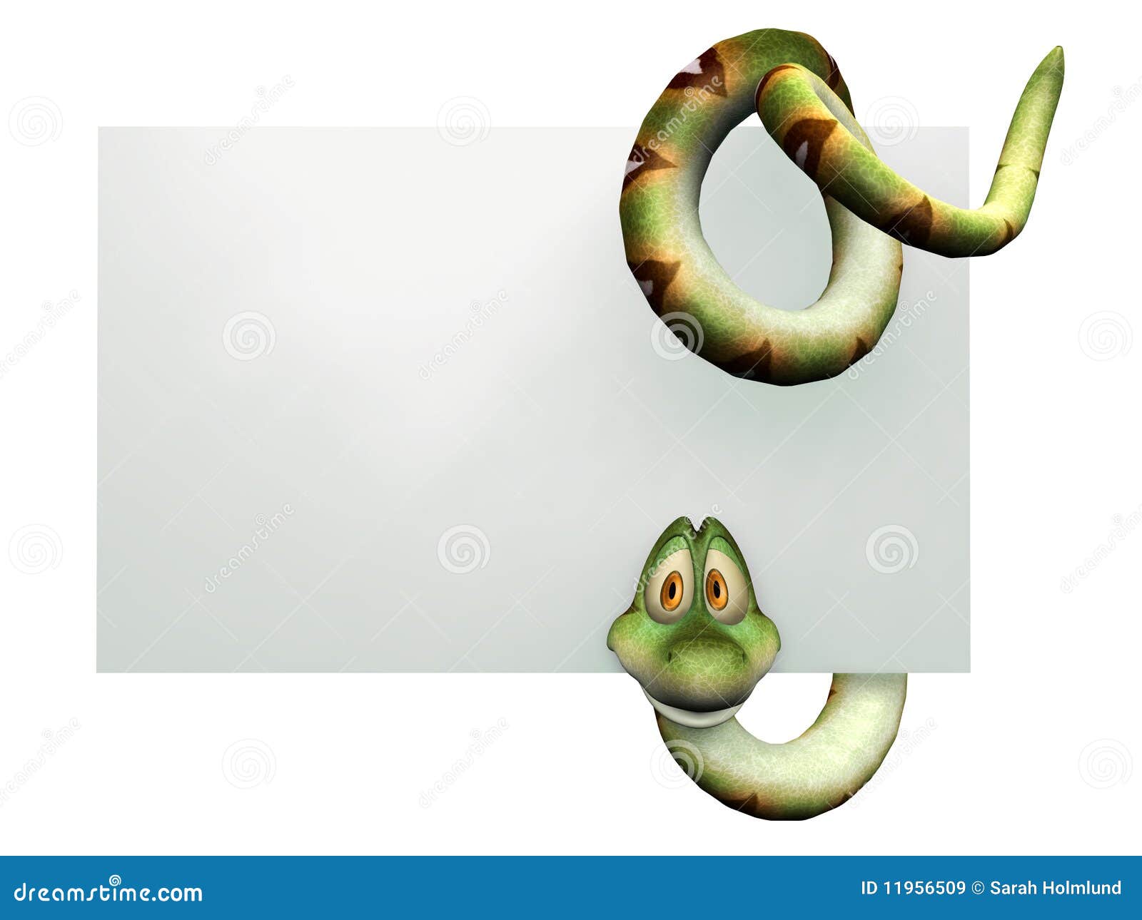 Cartoon Snake Hanging on Blank Sign. Stock Illustration - Illustration ...