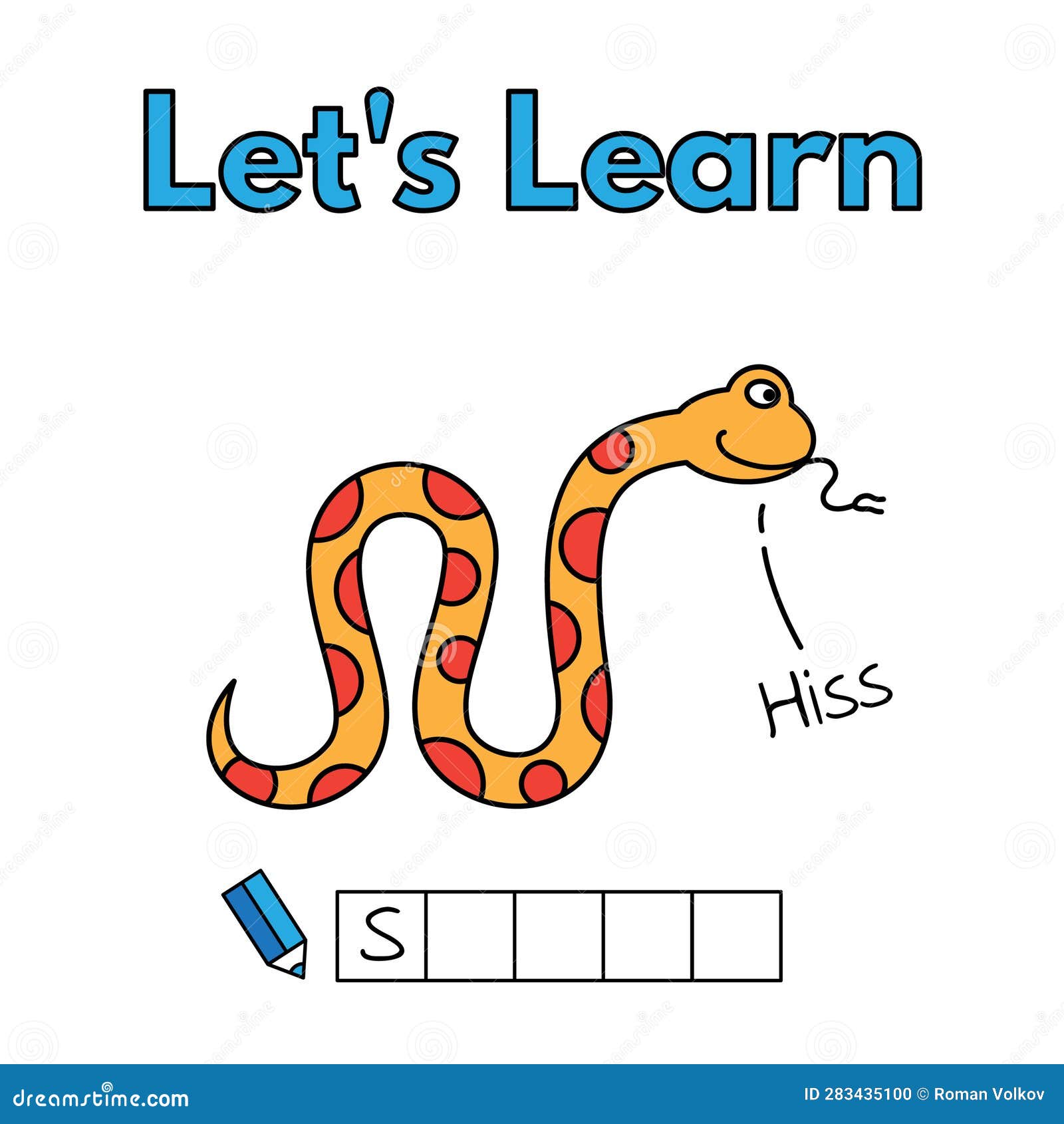 Cartoon Snake Learning Game for Kids Stock Vector - Illustration of ...