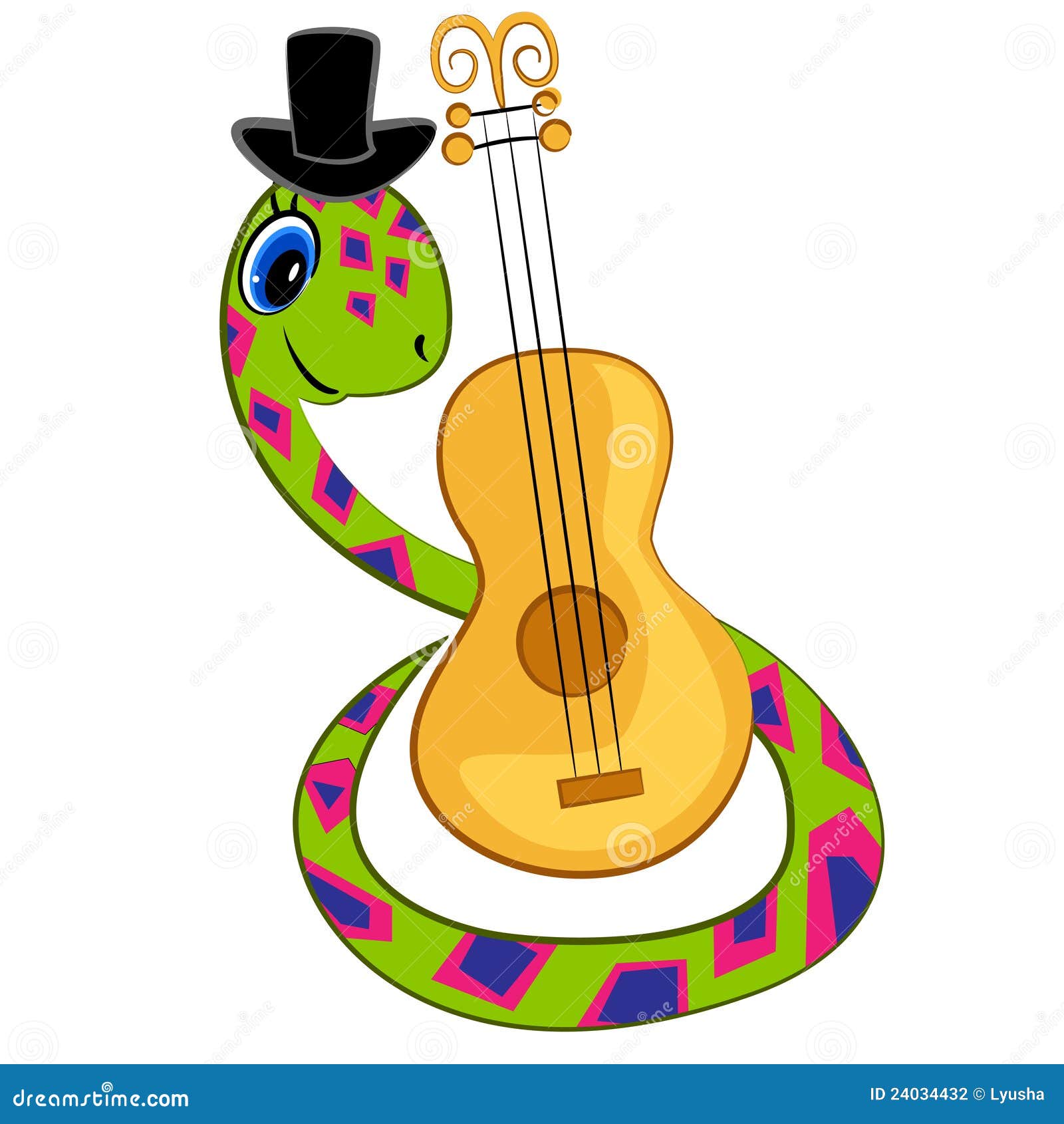 Cartoon Snake Playing Guitar Stock Vector - Illustration of snake ...