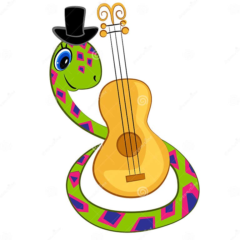 Cartoon Snake Playing Guitar Stock Vector - Illustration of snake ...