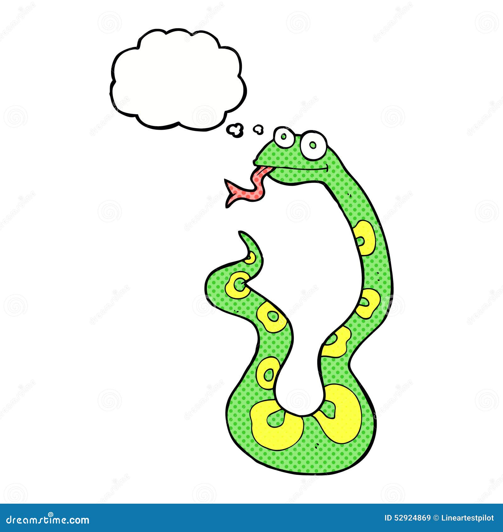 Cartoon Snake with Thought Bubble Stock Illustration - Illustration of ...