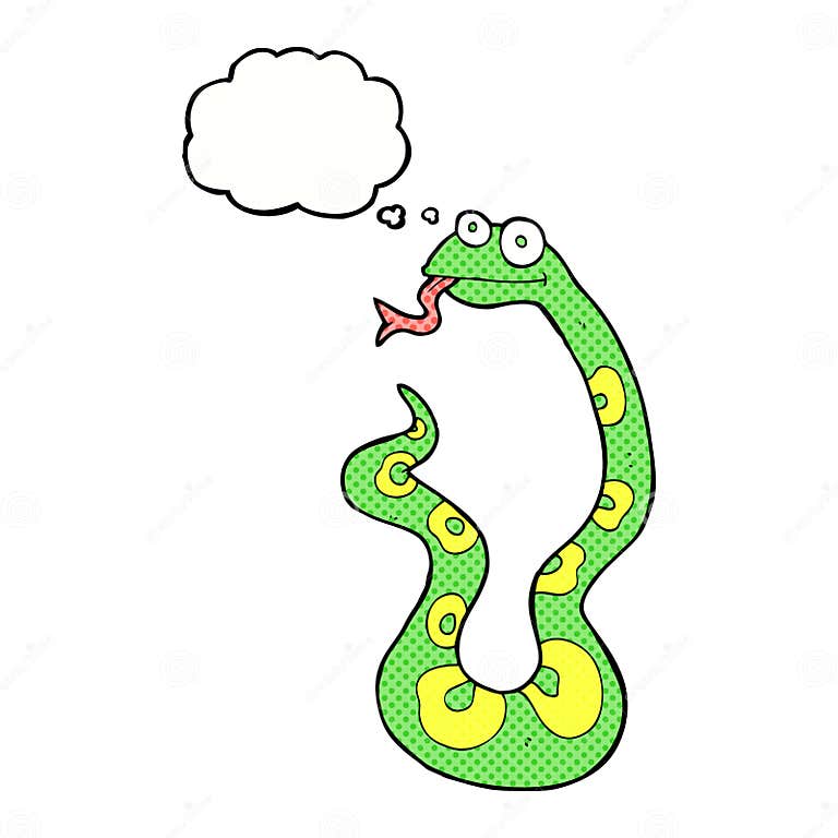 Cartoon Snake with Thought Bubble Stock Illustration - Illustration of ...