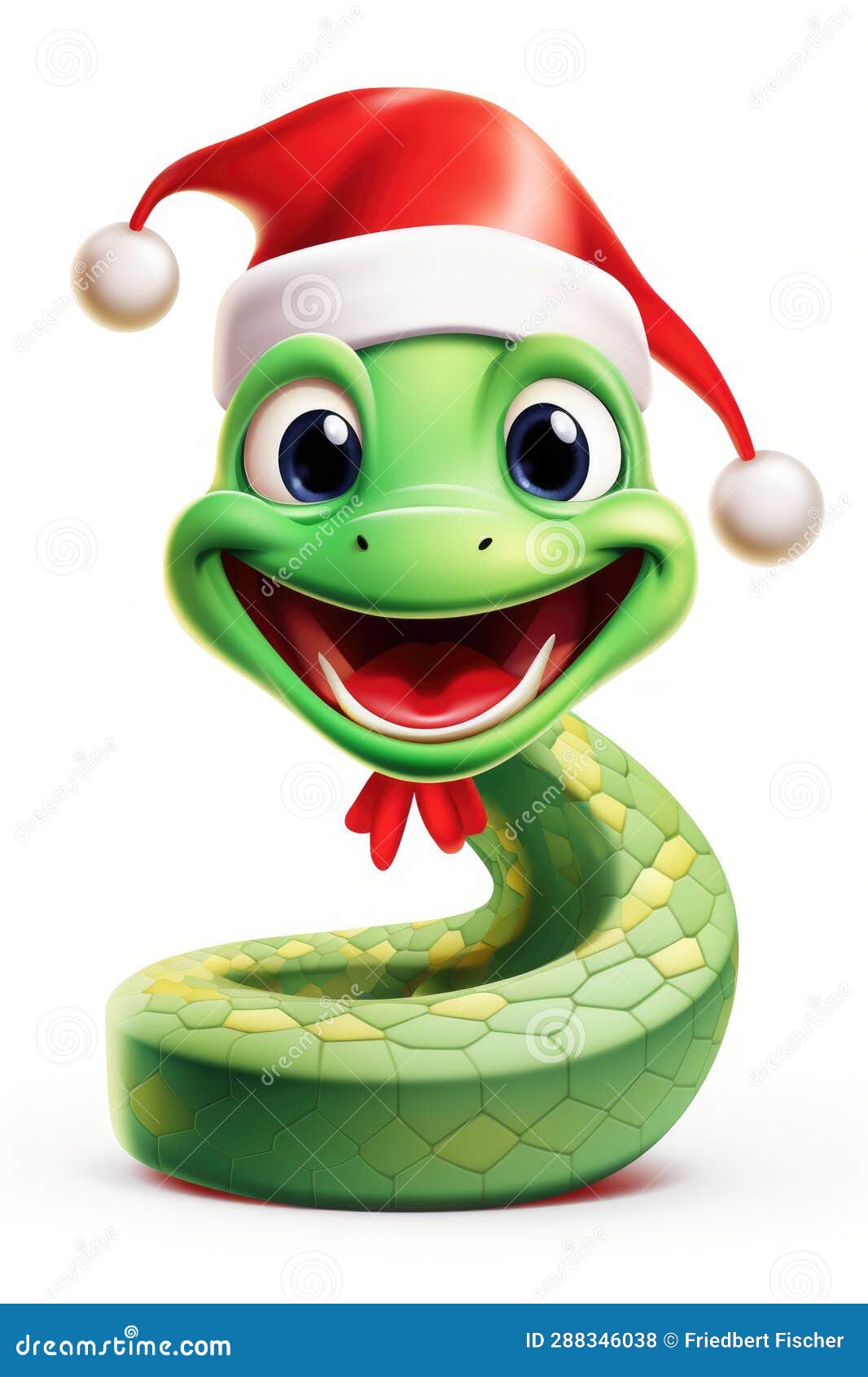 A Cartoon Snake Wearing a Santa Hat. Stock Illustration - Illustration ...